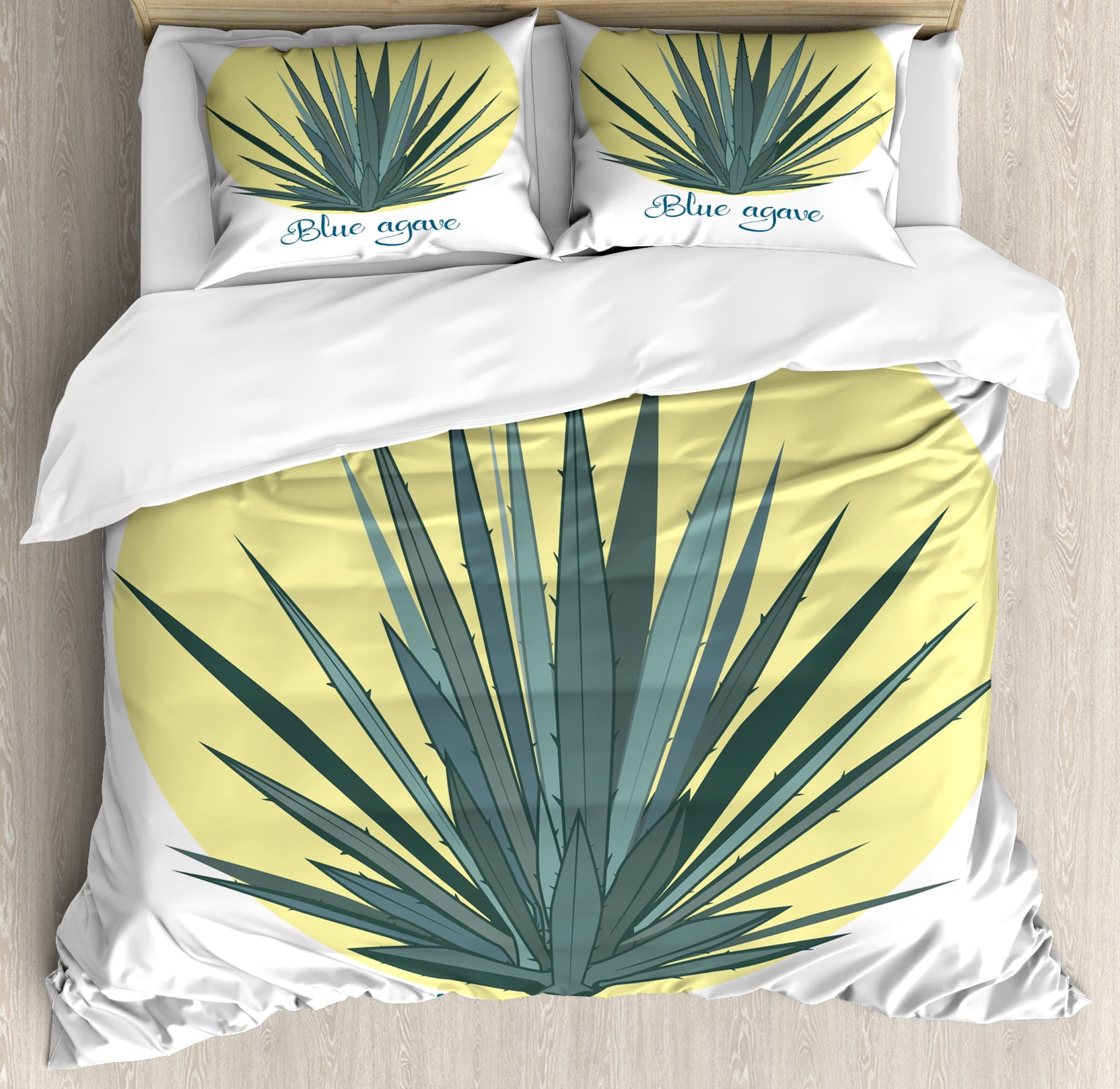 Ambesonne Agave Duvet Cover Sets, Art Print of Tropical Plant, 2-Queen ...