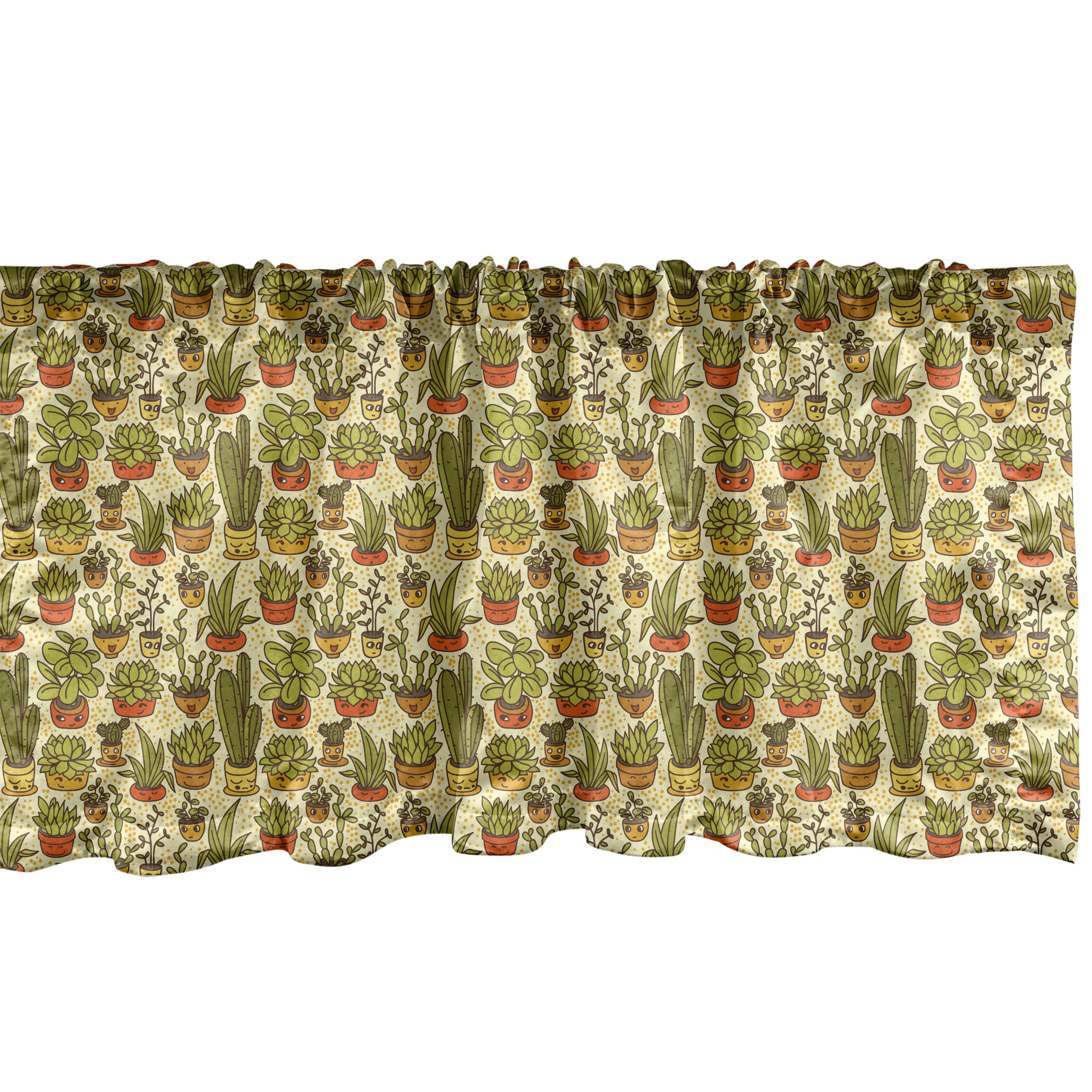 Ambesonne Agave Window Valance, Plants in Pots with Smile, 54" X 12 ...