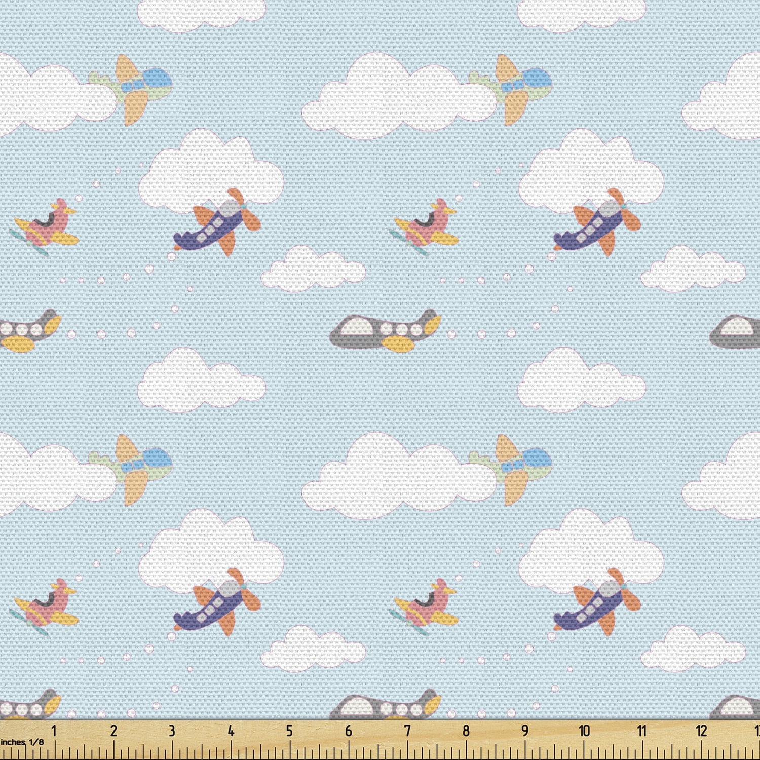 Ambesonne Airplane Fabric by the Yard Upholstery, Clouds and Planes ...