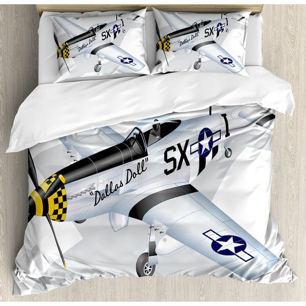 Ambesonne Airplane P-51 Mustang Dallas Doll Detailed Illustration ...