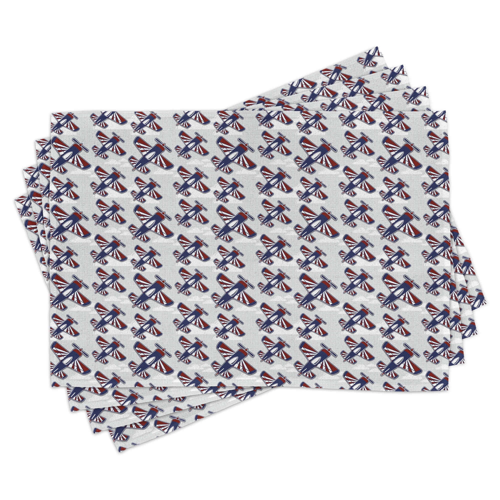 Ambesonne Airplane Place Mats Set of 4, Airships Above Clouds, Standard ...