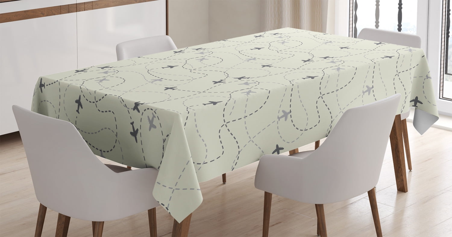 Ambesonne Airplane Print Tablecloth Rectangular Table Cover, Minimal ...