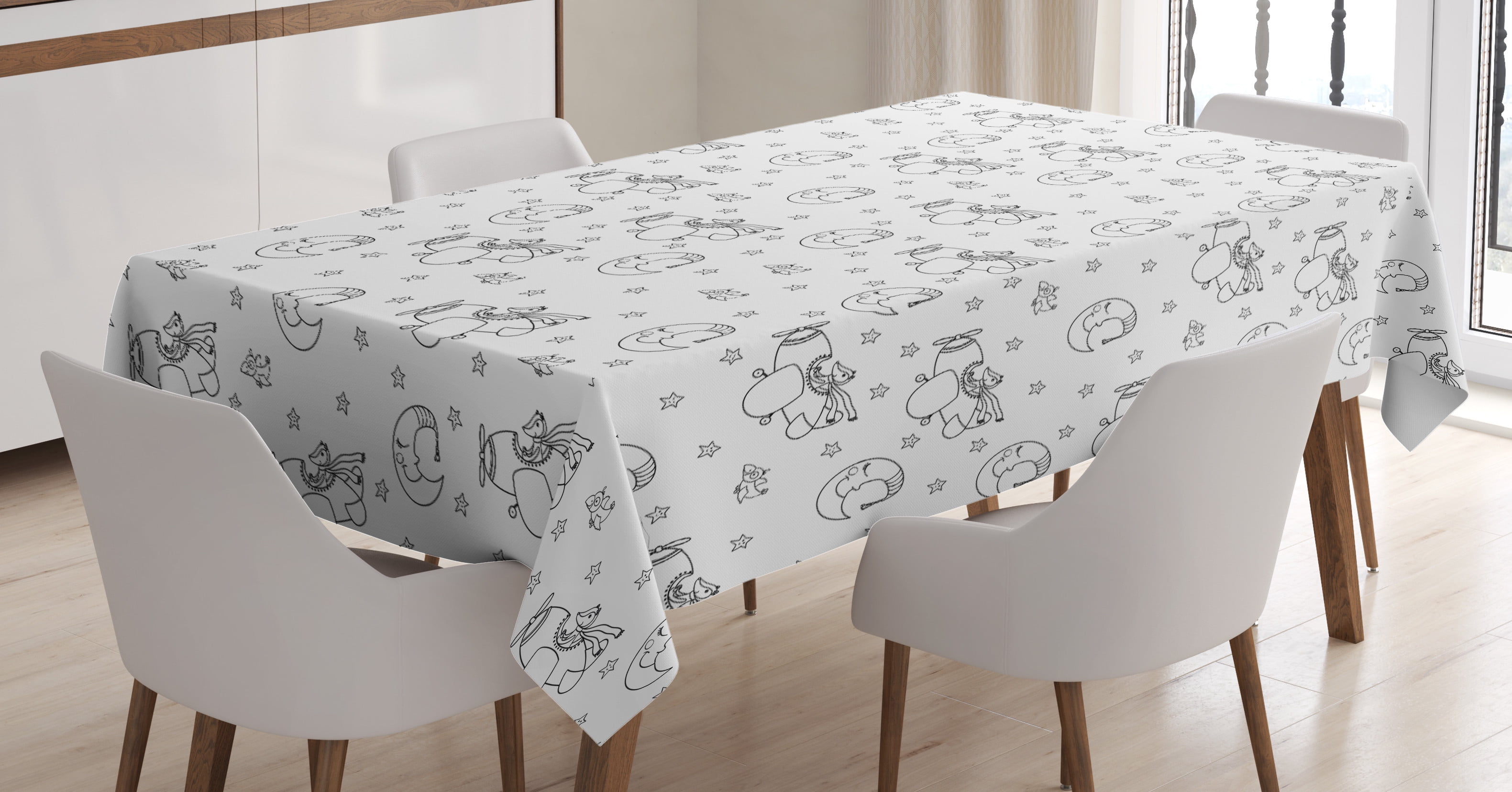 Ambesonne Airplane Tablecloth Rectangular Table Cover, Restful Sleep ...