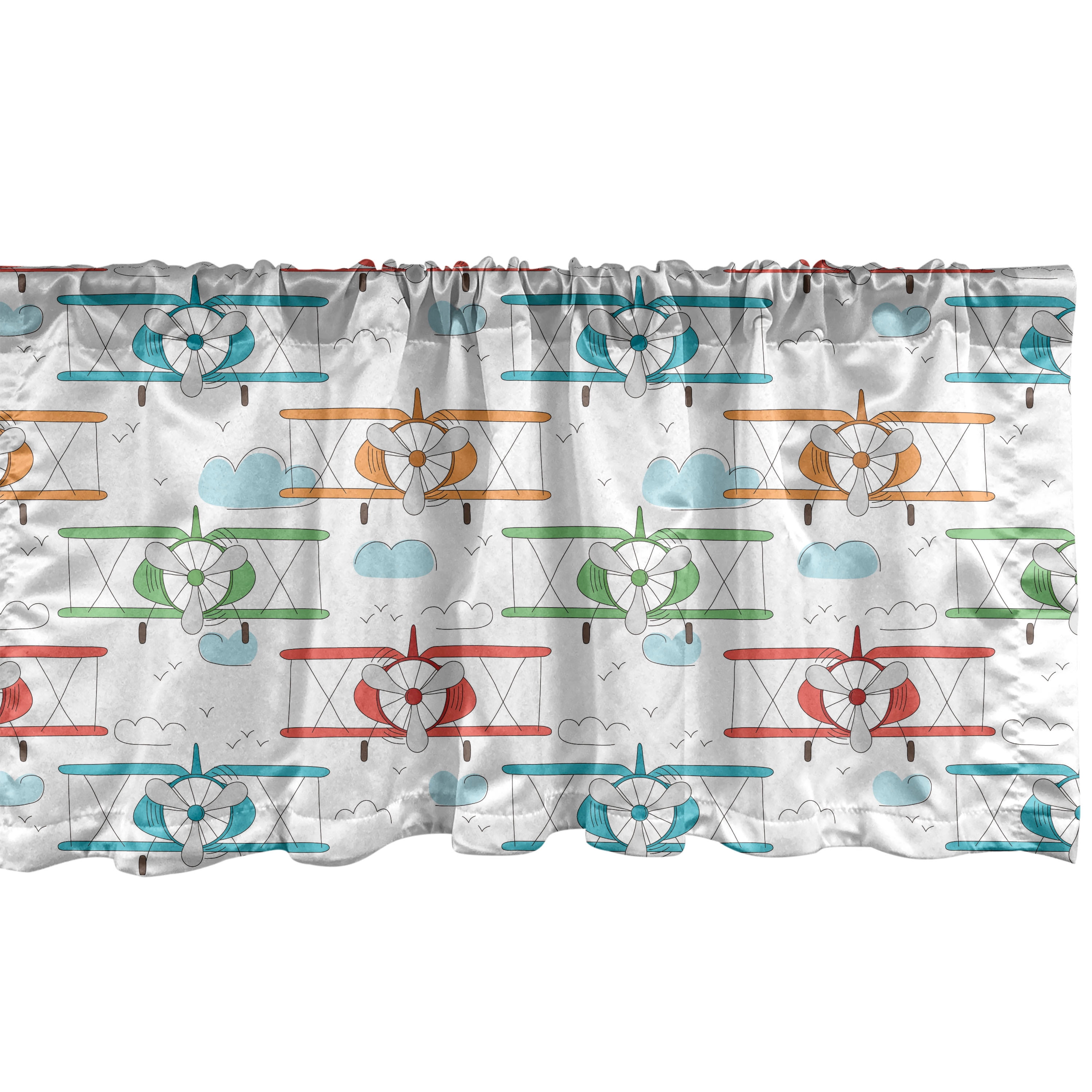 Ambesonne Airplane Window Valance, Colorful Biplanes, 54" X 12 ...