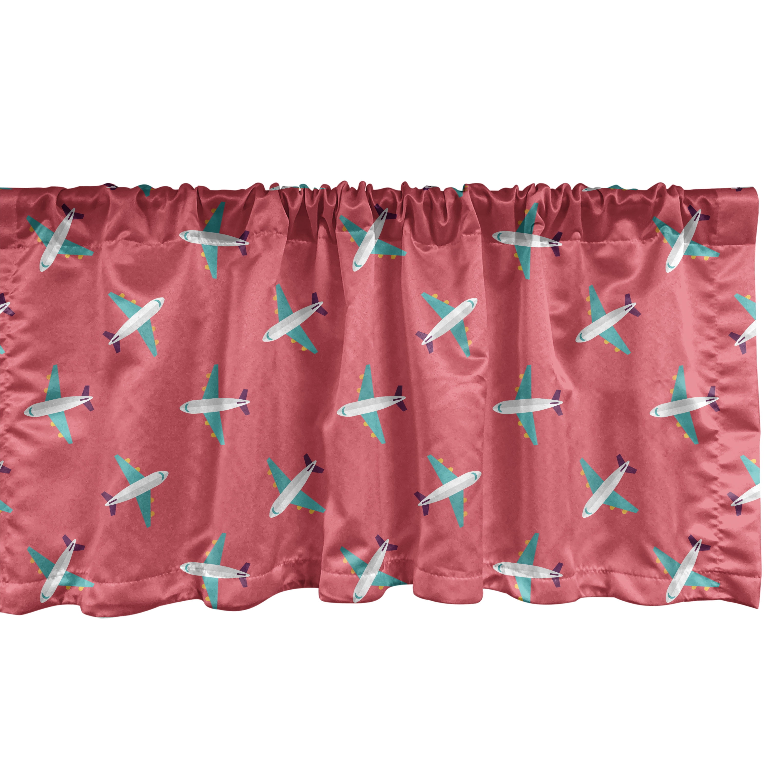 Ambesonne Airport Window Valance, Nursery Themed Simple Continuous ...
