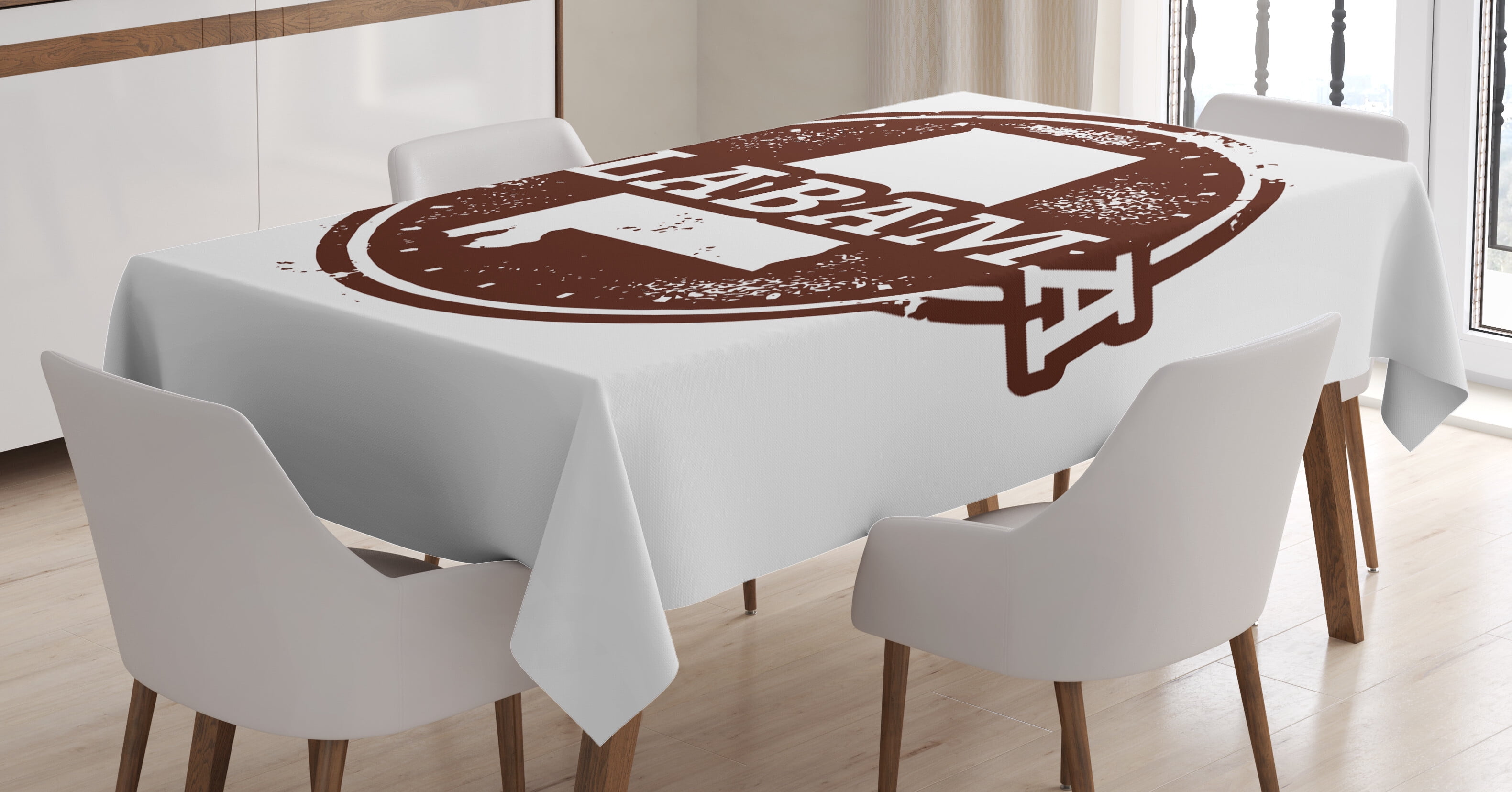 Ambesonne Alabama Tablecloth Rectangular Table Cover, Vintage Style Map ...