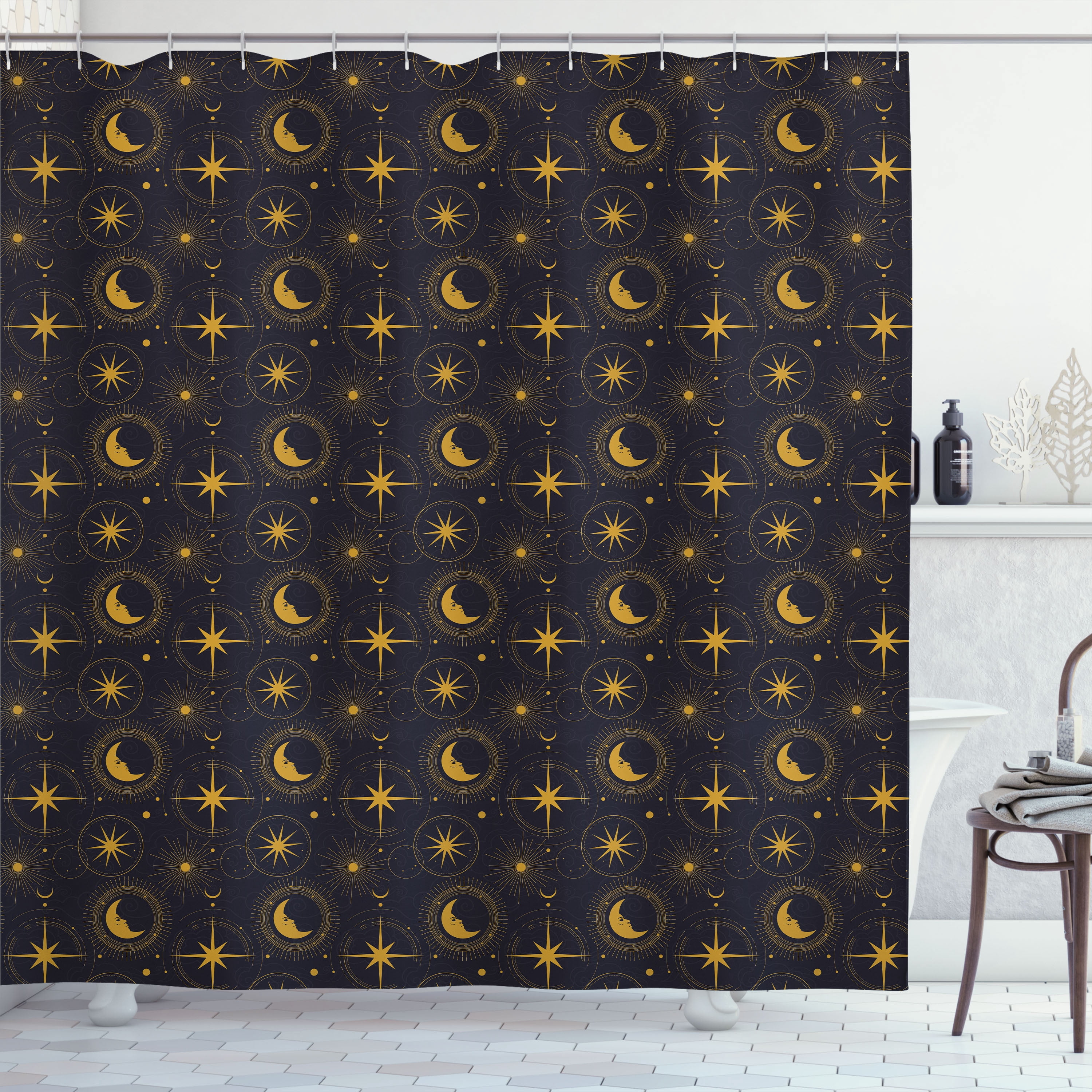 Ambesonne Alchemy Shower Curtain, Crescent in Night, 69"Wx70"L, Indigo ...