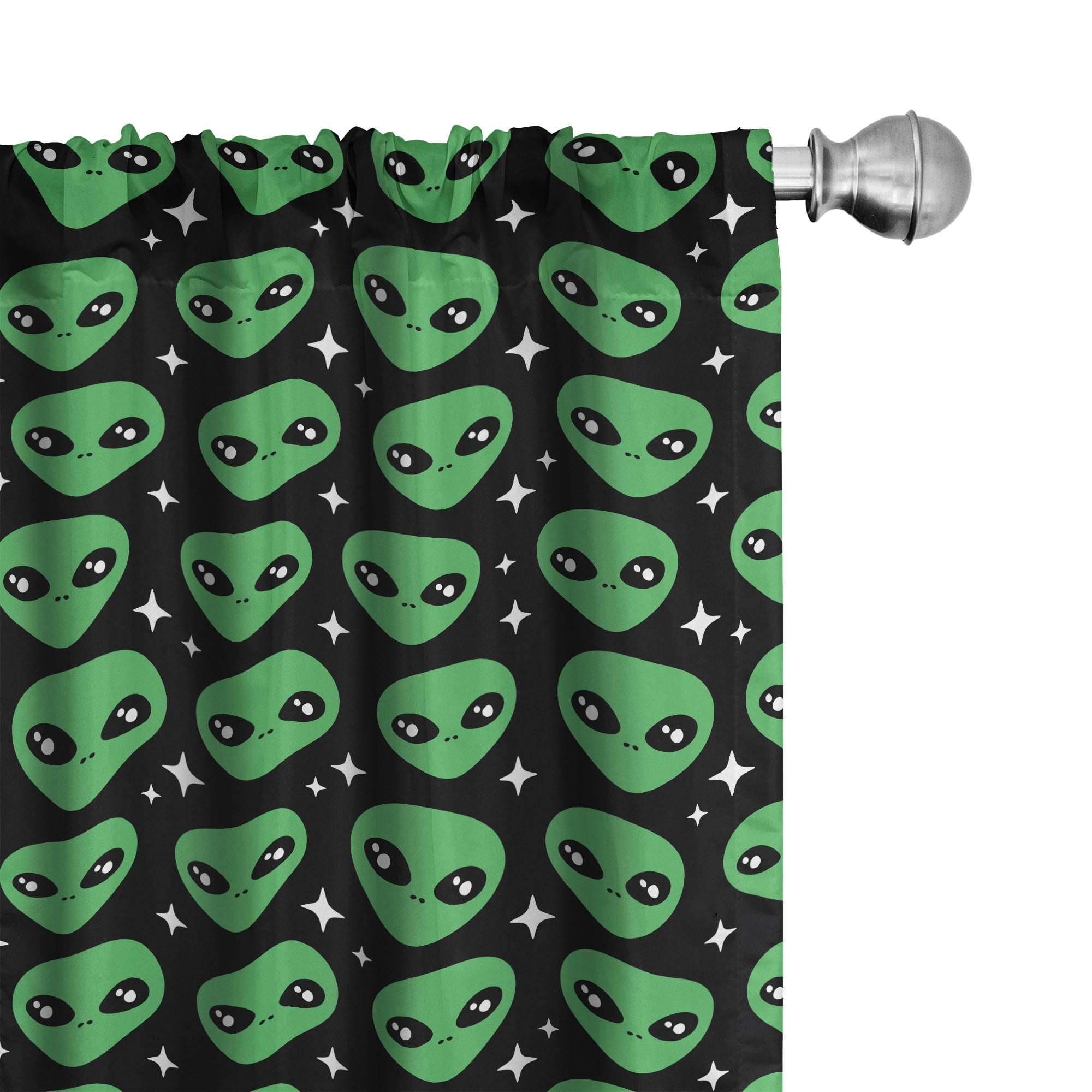 Ambesonne Alien Curtains, Stars Extraterrestrial Faces, Pair of 28"x63 ...