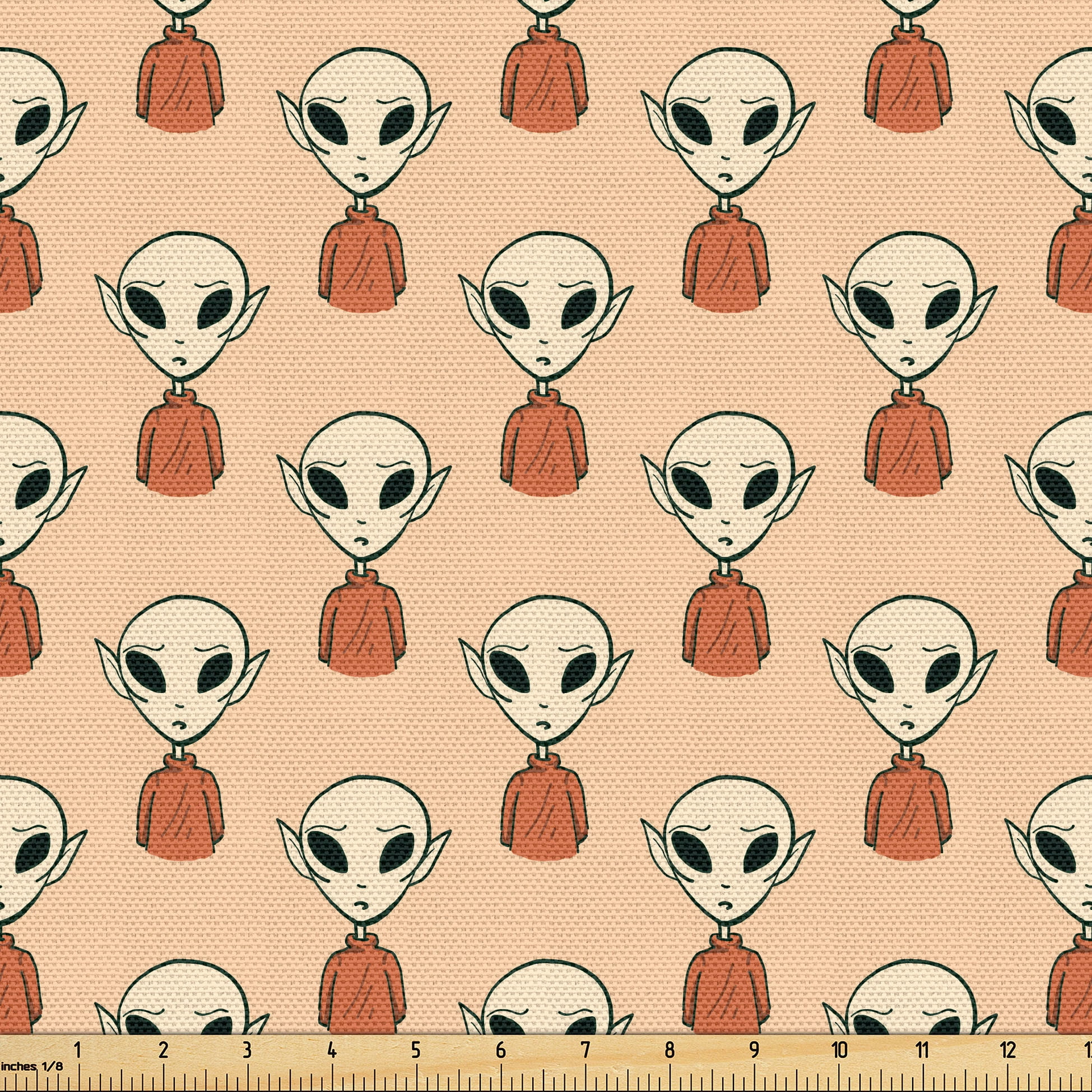 Ambesonne Alien Fabric by the Yard Upholstery, Upset Extraterrestrials ...