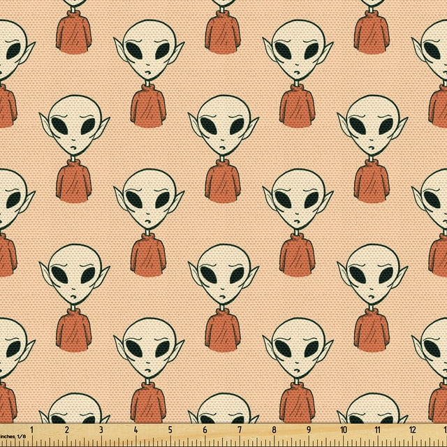 Ambesonne Alien Fabric by the Yard Upholstery, Upset Extraterrestrials ...