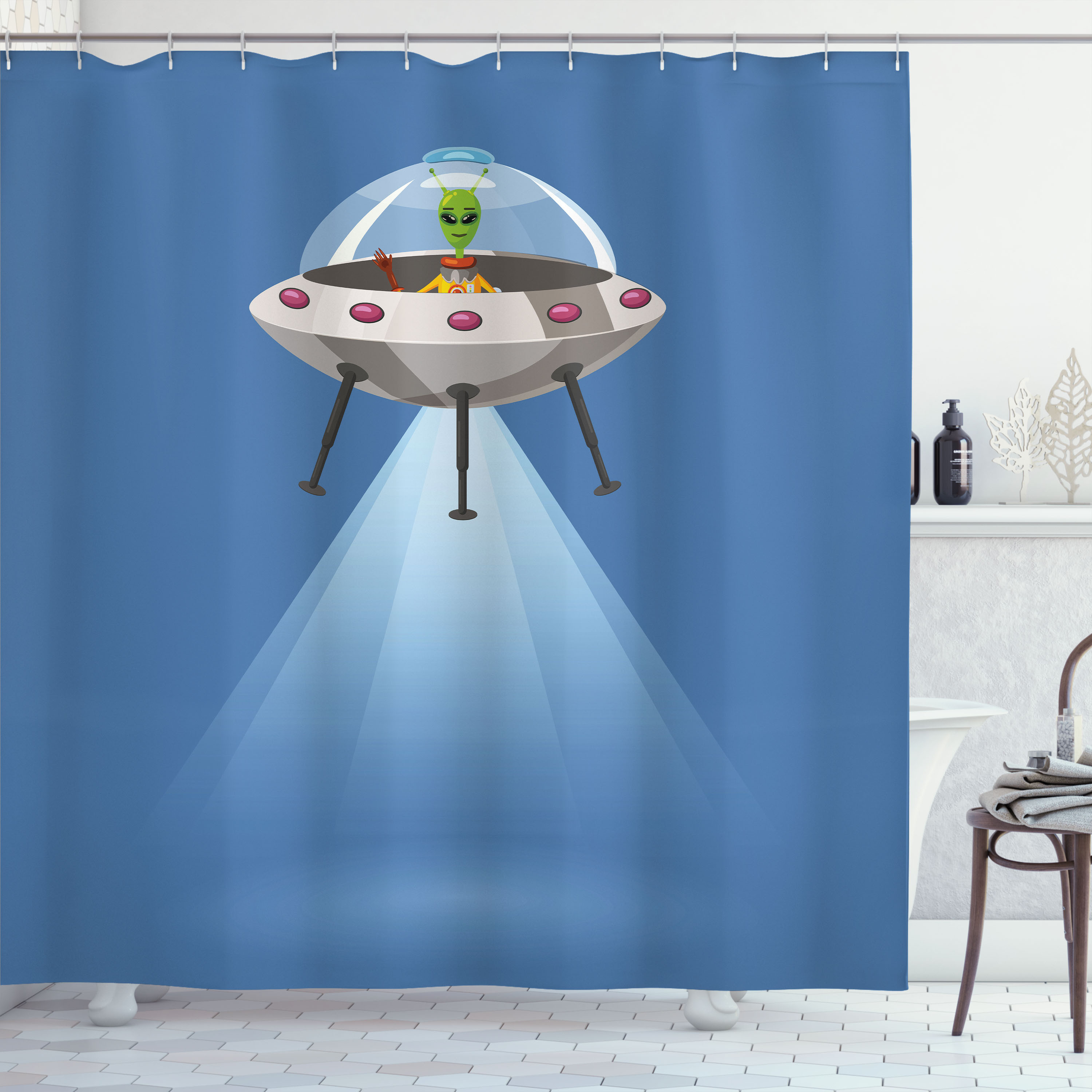 Ambesonne Alien Shower Curtain, Spaceship Extraterrestrial, 69"Wx75"L ...