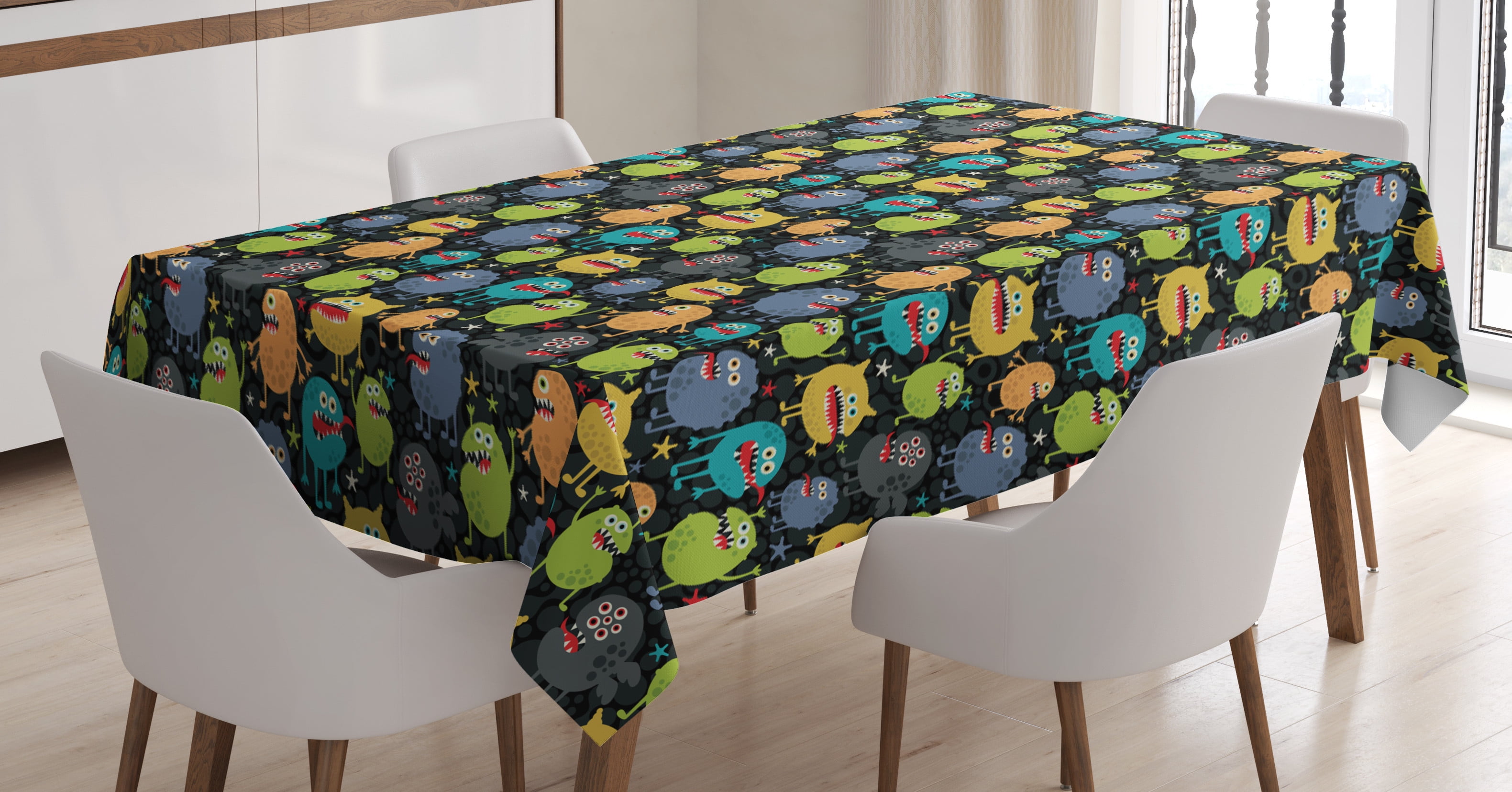 Ambesonne Alien Tablecloth Rectangular Table Cover, Cartoon Style ...