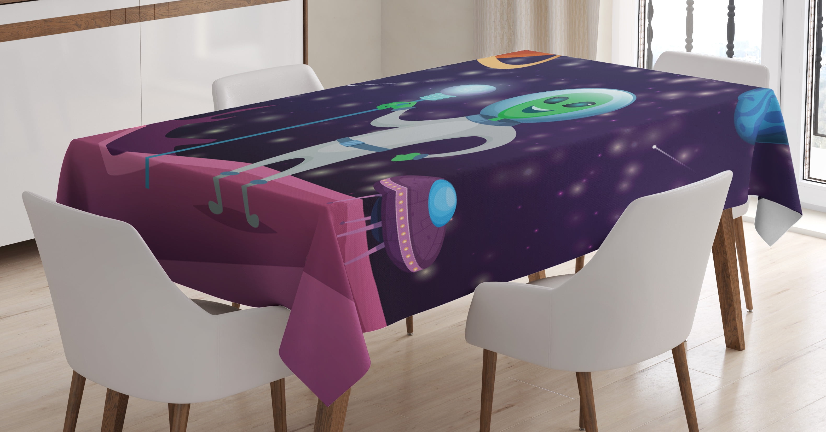 Ambesonne Alien Tablecloth Rectangular Table Cover, Cosmic Space Funny ...