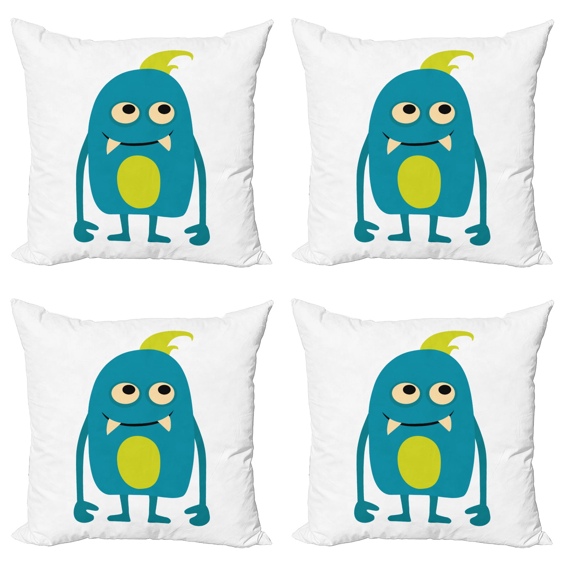 Ambesonne Alien Throw Pillow Cover 4 Pack, Monster Halloween Character ...
