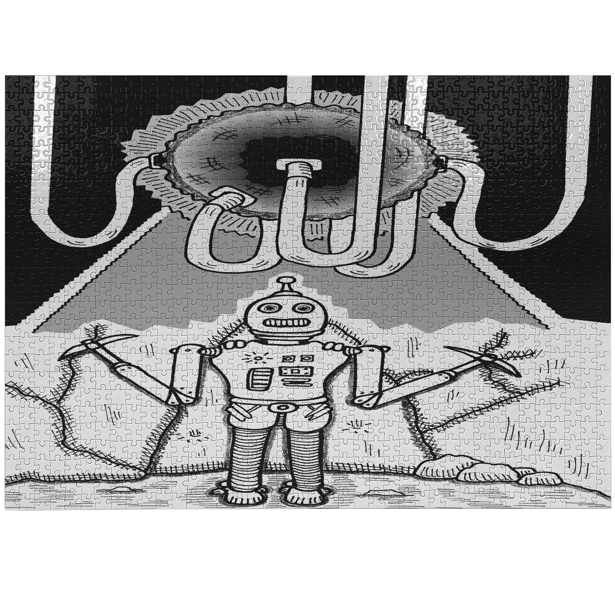Ambesonne Alien Trip Jigsaw Puzzle Durable Cardboard, Comic Scene Robot ...