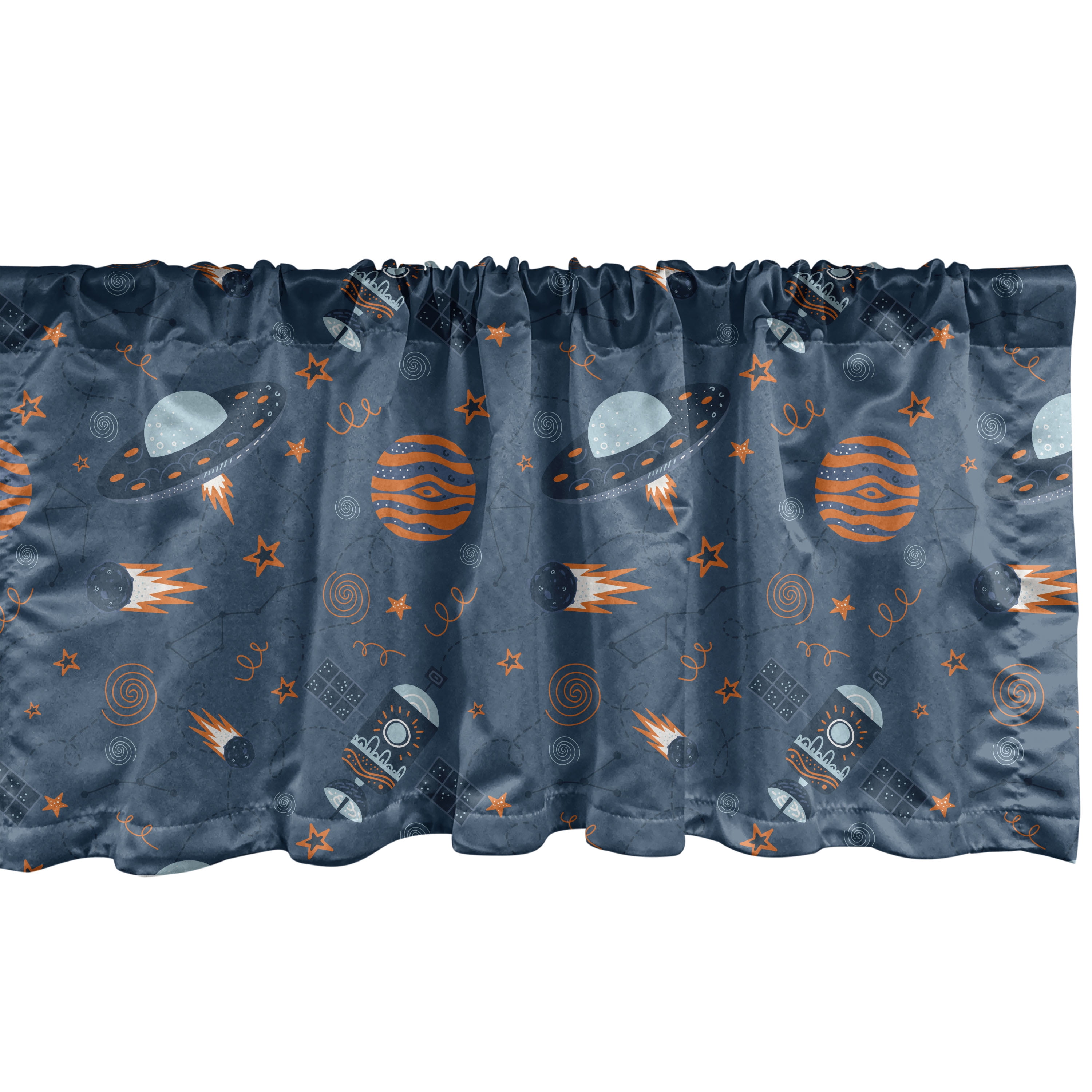 Ambesonne Alien Window Valance, Satellite Stars Space Theme, 54" X 12 ...