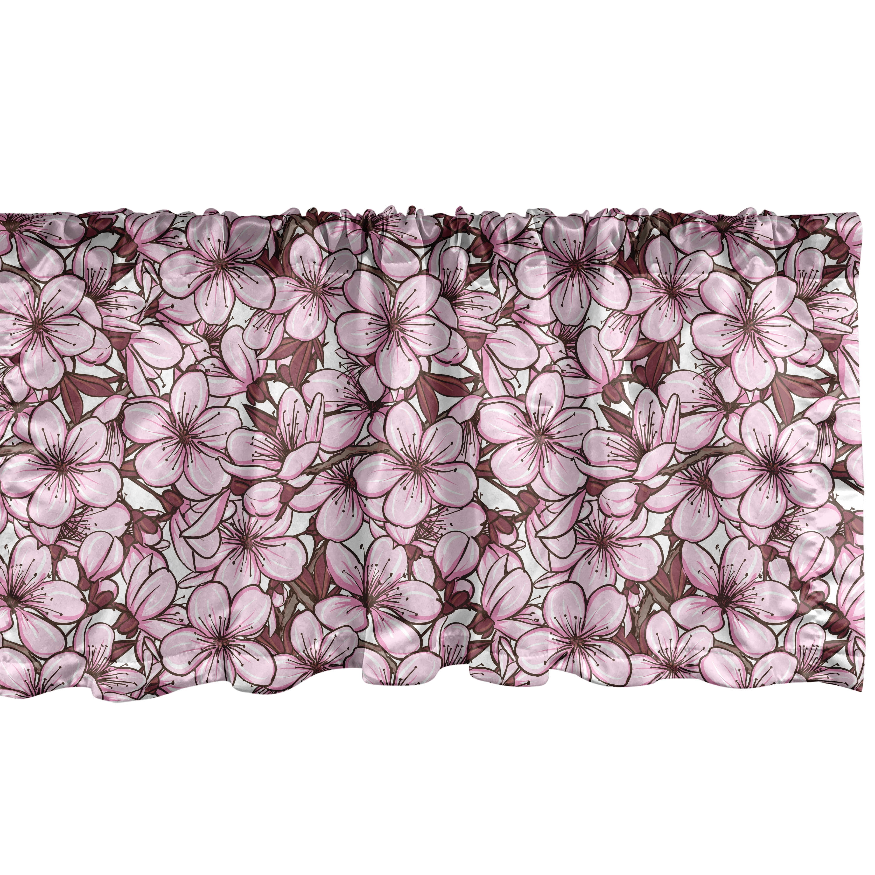 Ambesonne Almond Blossom Window Valance, Cherry Flowers Japan, 54" X 12 ...