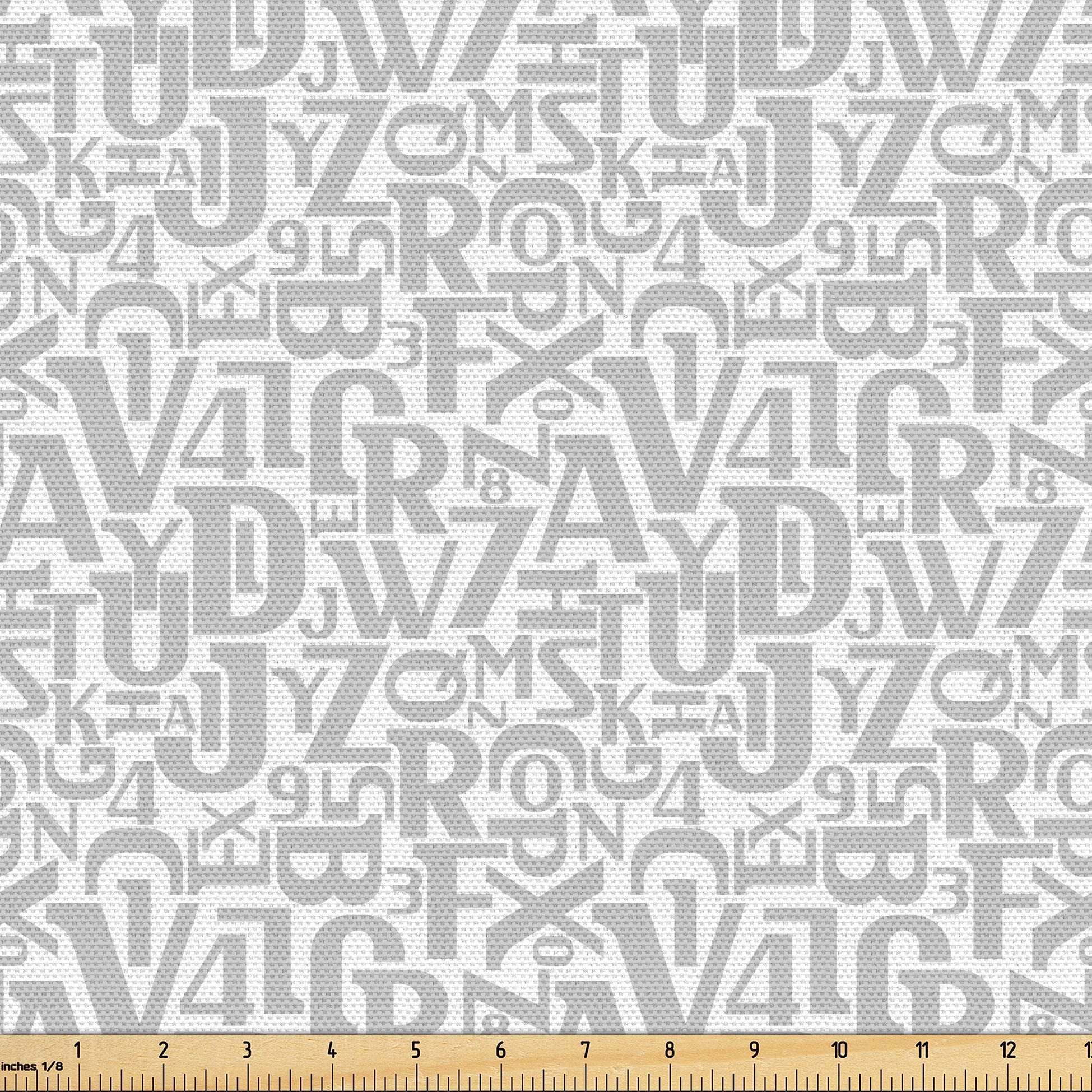 Ambesonne Alphabet Fabric by the Yard Upholstery, Numerals Lettering ...