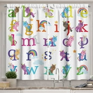 Ambesonne ABC Curtains for Kids Room, Children's Alphabet Design, 28 ...