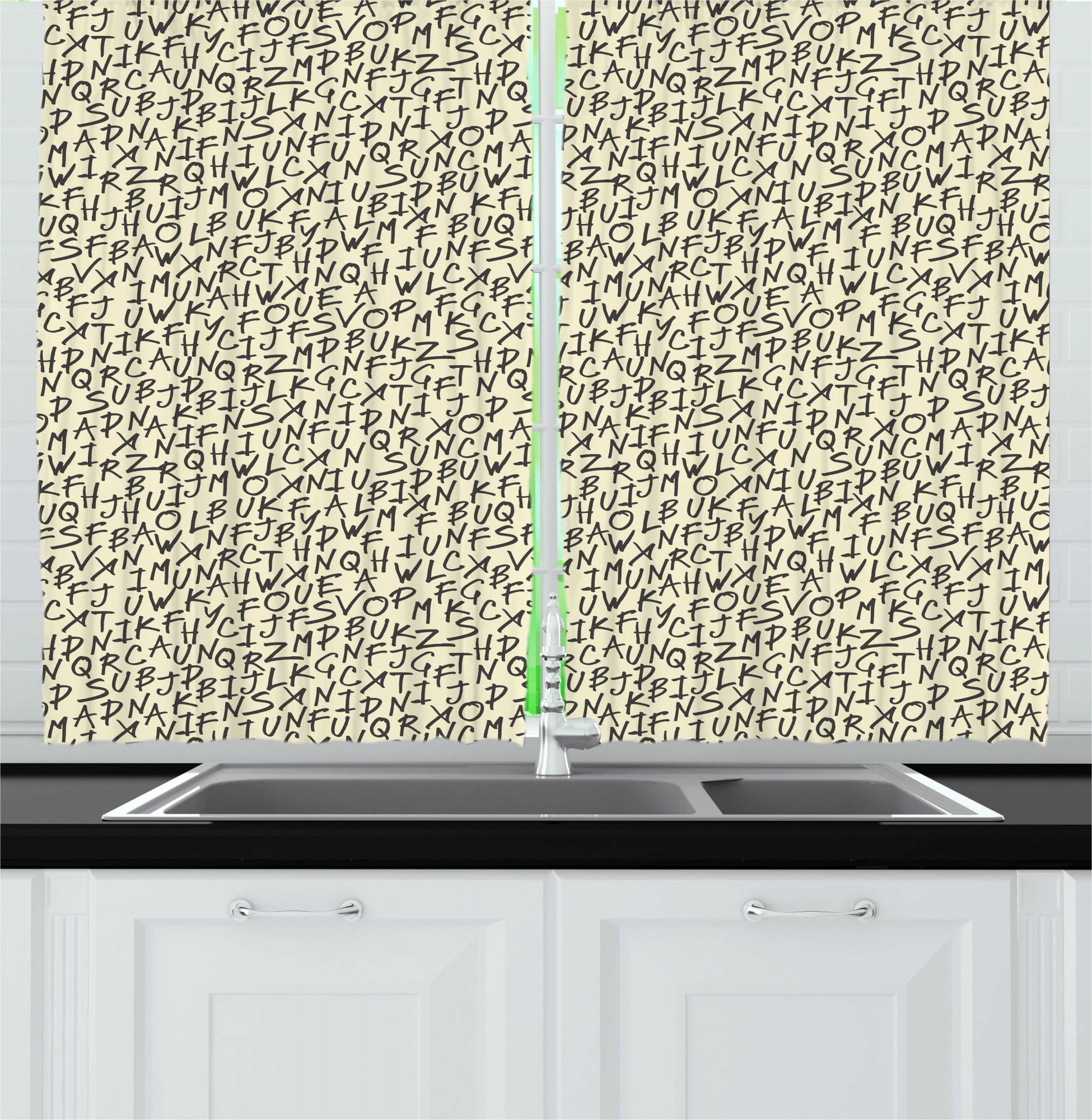 Ambesonne Alphabet Kitchen Curtains, Typing Letters, 55"x45", Pale ...