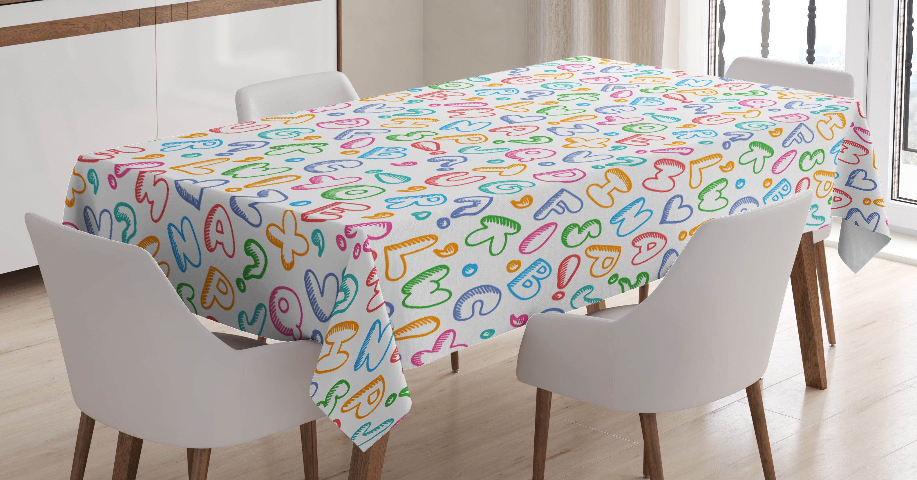 Ambesonne Alphabet Tablecloth Rectangular Table Cover, Colored Letters ...