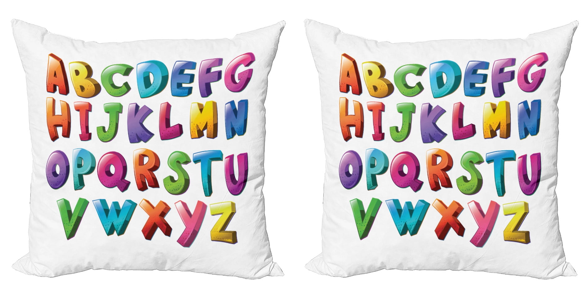 Ambesonne Alphabet Throw Pillow Cover 2 Pack, Gradient Colors Graffiti ...