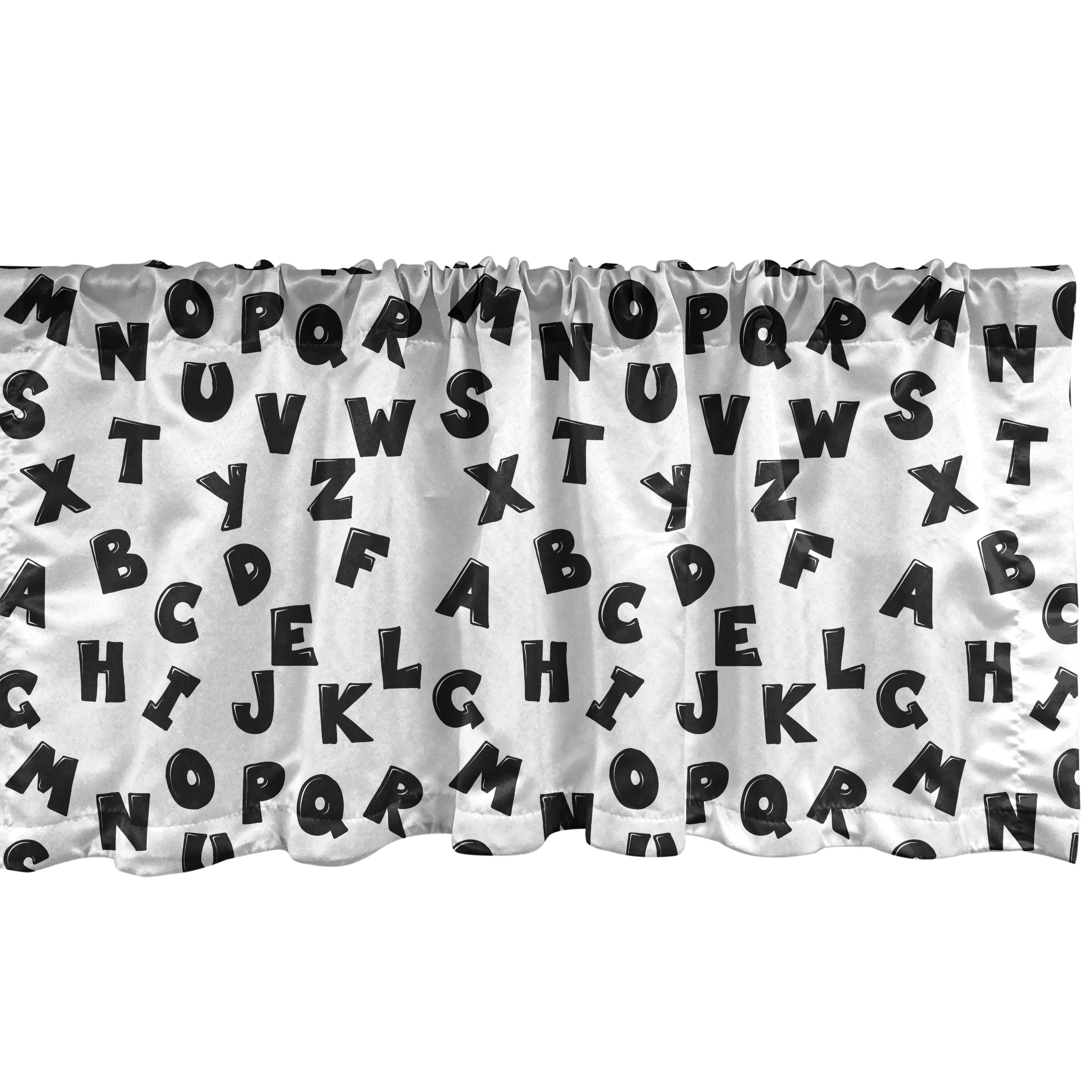Ambesonne Alphabet Window Valance, Black Letters Scattered, 54" X 18 ...