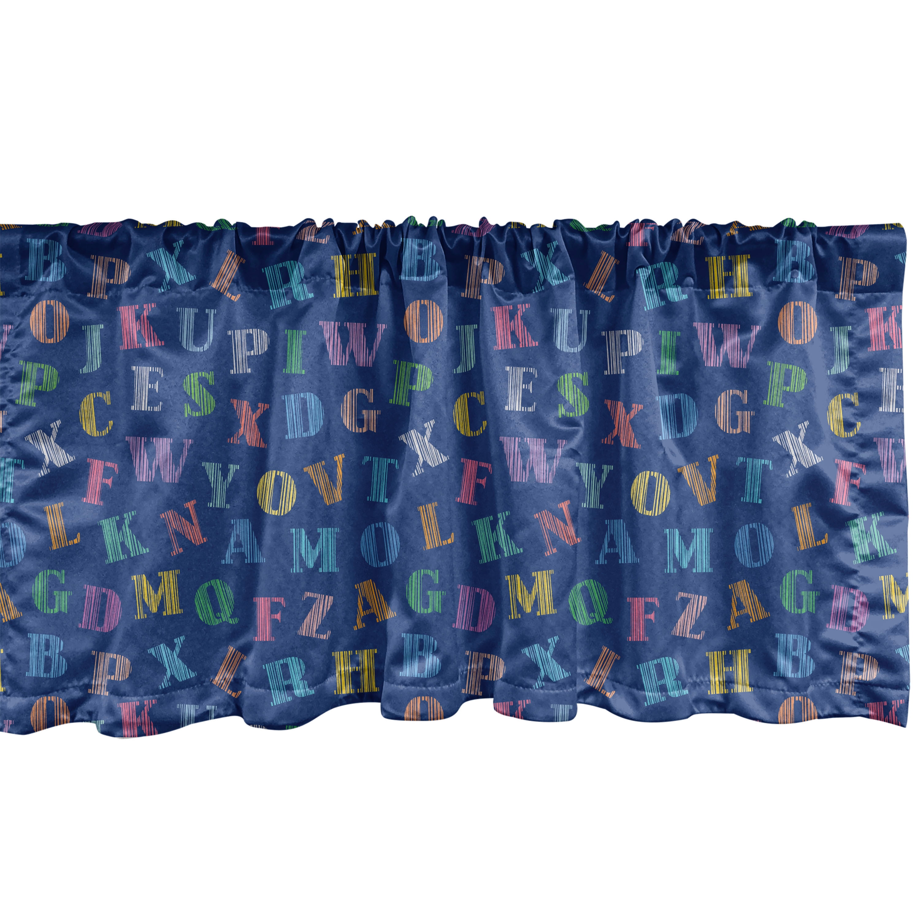 Ambesonne Alphabet Window Valance, English Striped ABC Layout, 54" X 12 ...