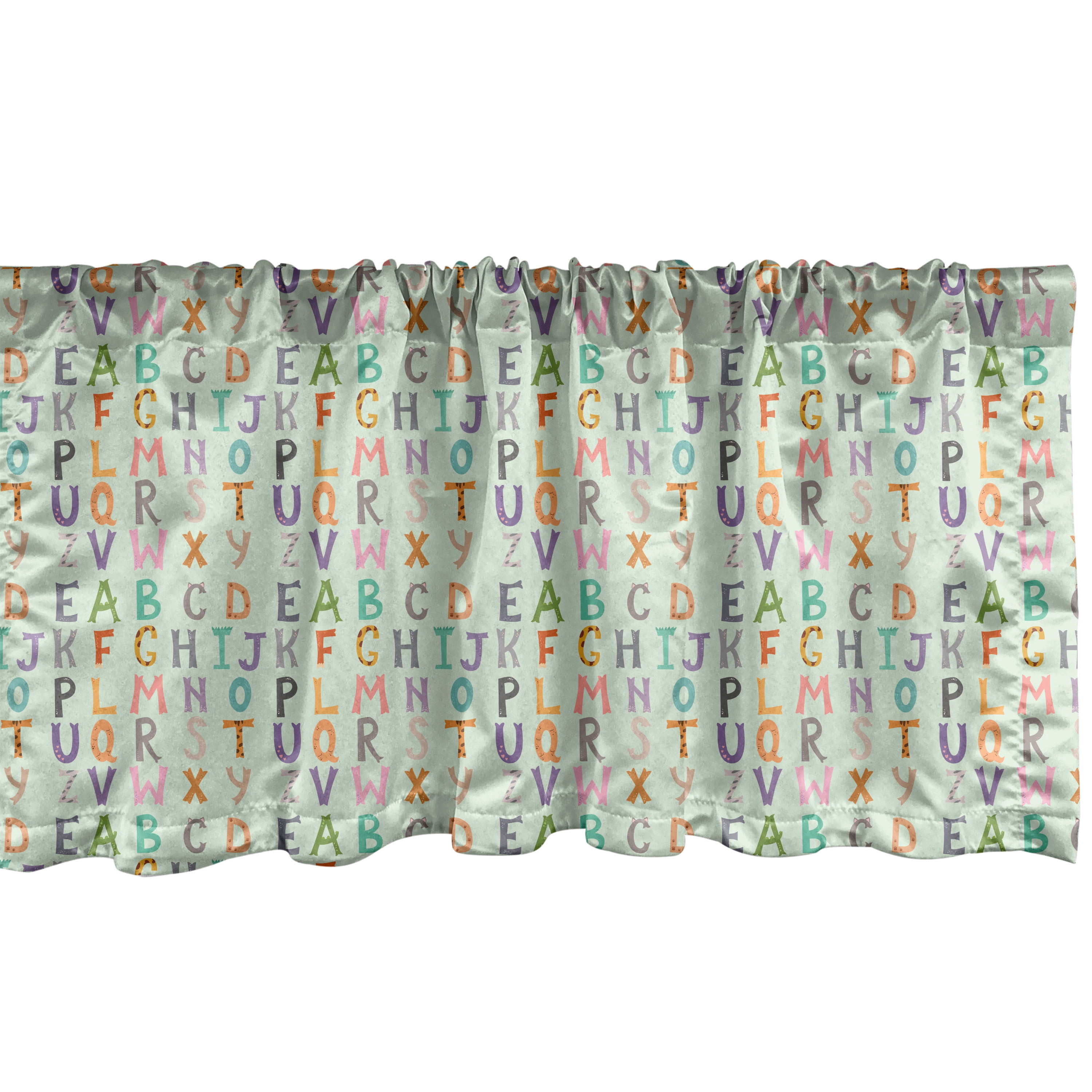 Ambesonne Alphabet Window Valance, Funny Colorful Style Letters in ...