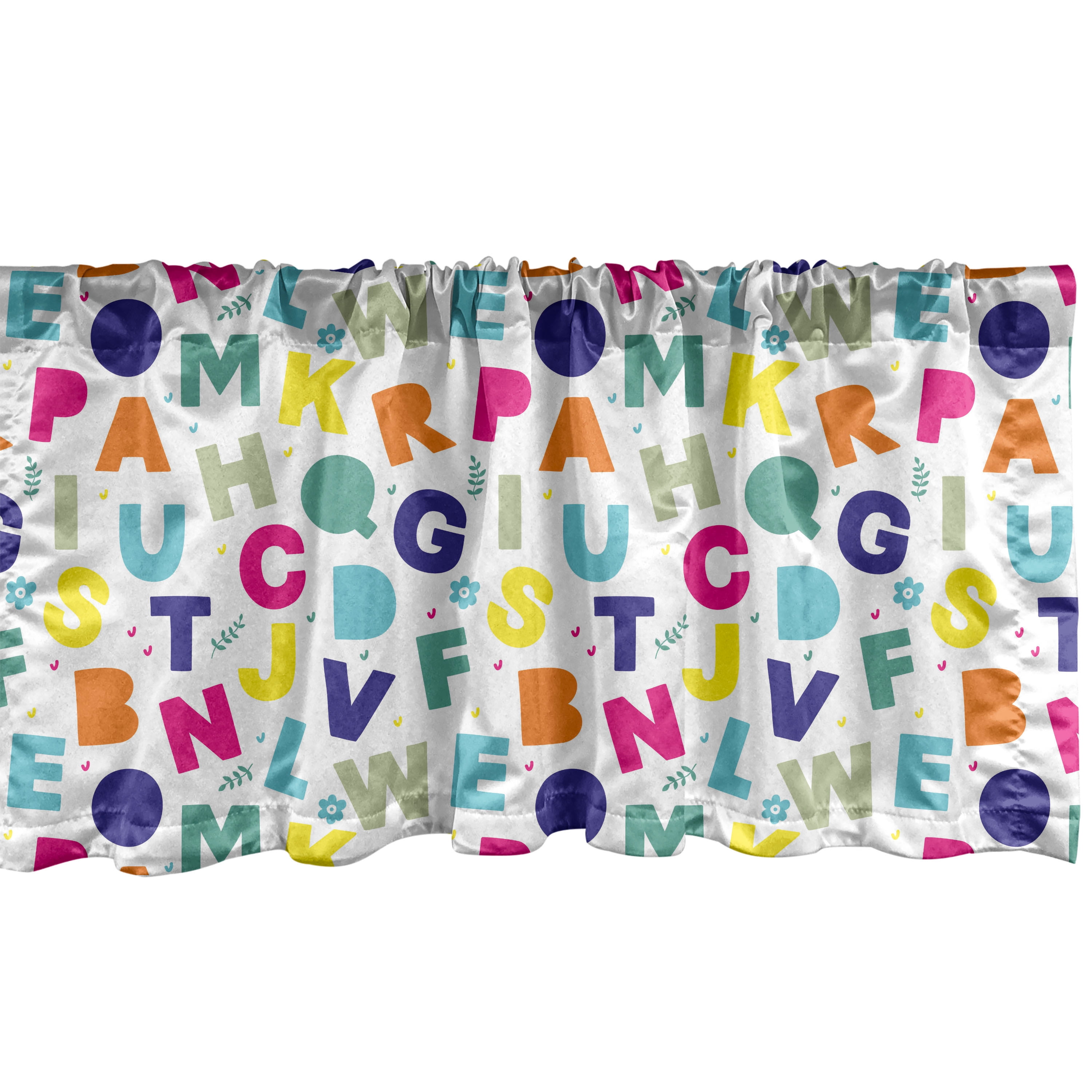 Ambesonne Alphabet Window Valance, Simple Colorful Letters, 54" X 12 ...