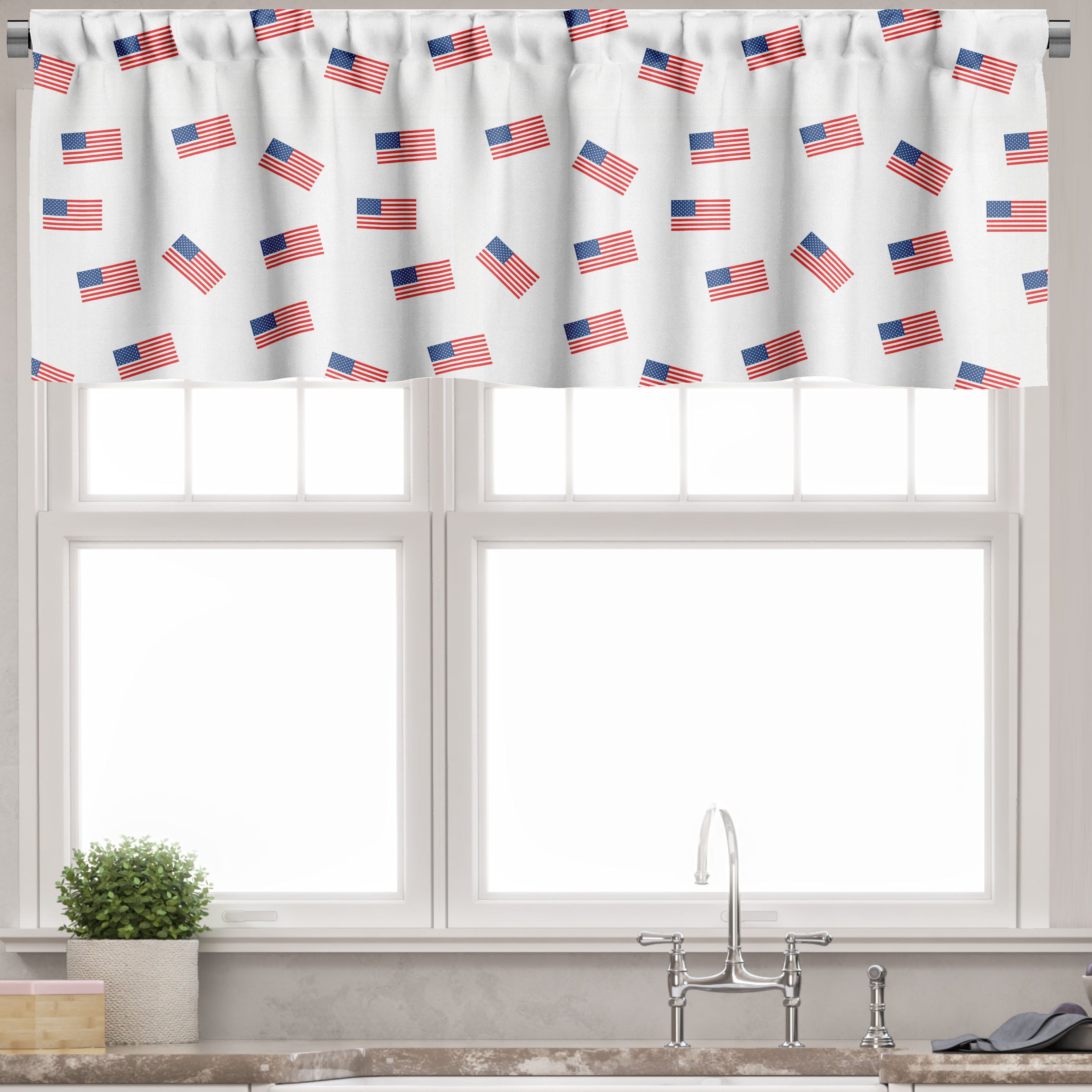 Ambesonne American Flag Design Window Valance, USA Signs Art, 54" X 18 ...