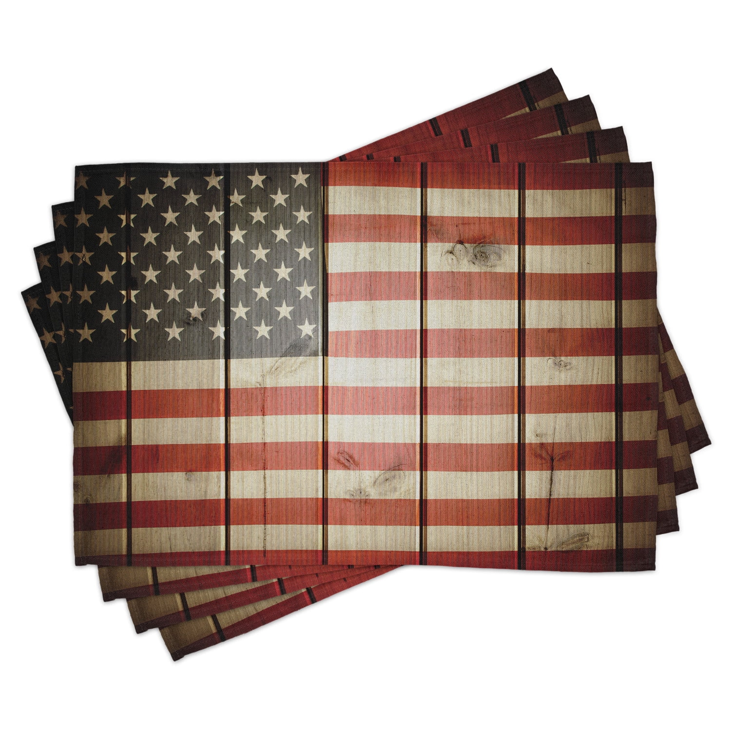 Ambesonne American Flag Place Mats Set of 4, Wood Design Flag, Standard ...