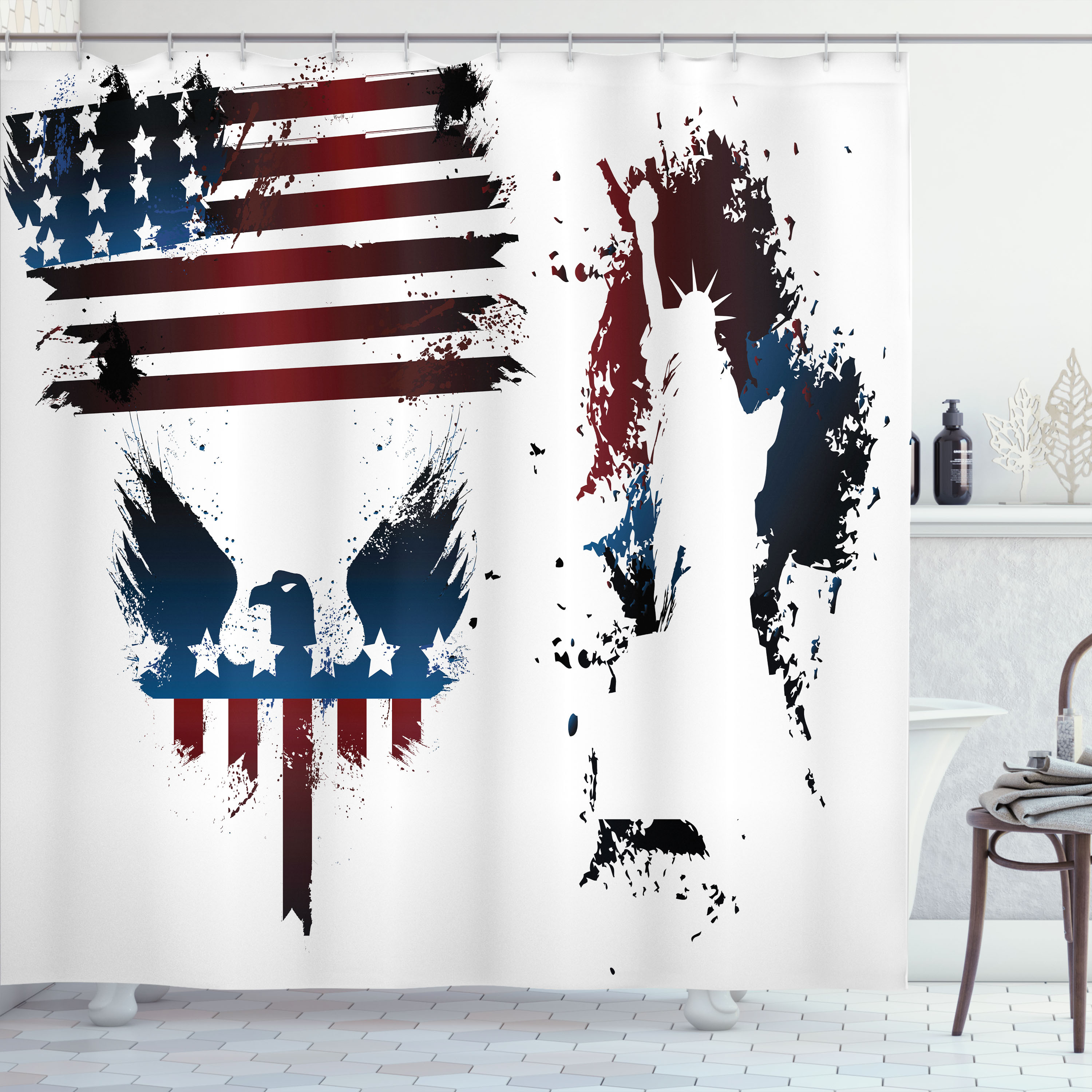 Ambesonne American Flag Shower Curtain, Eagle and Stripe, 69"Wx70"L ...