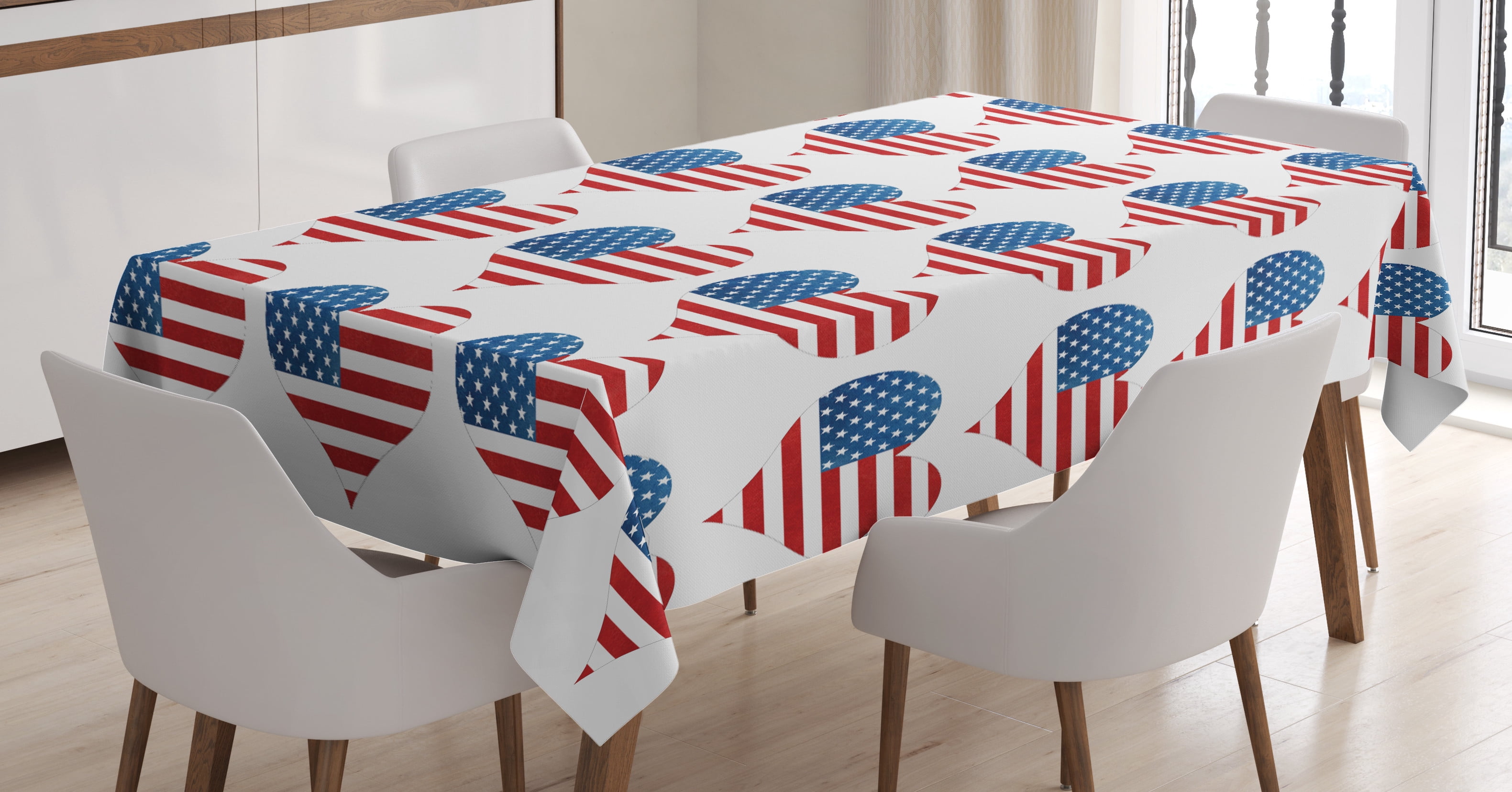 Ambesonne American Flag Tablecloth Rectangular Table Cover, Flag ...