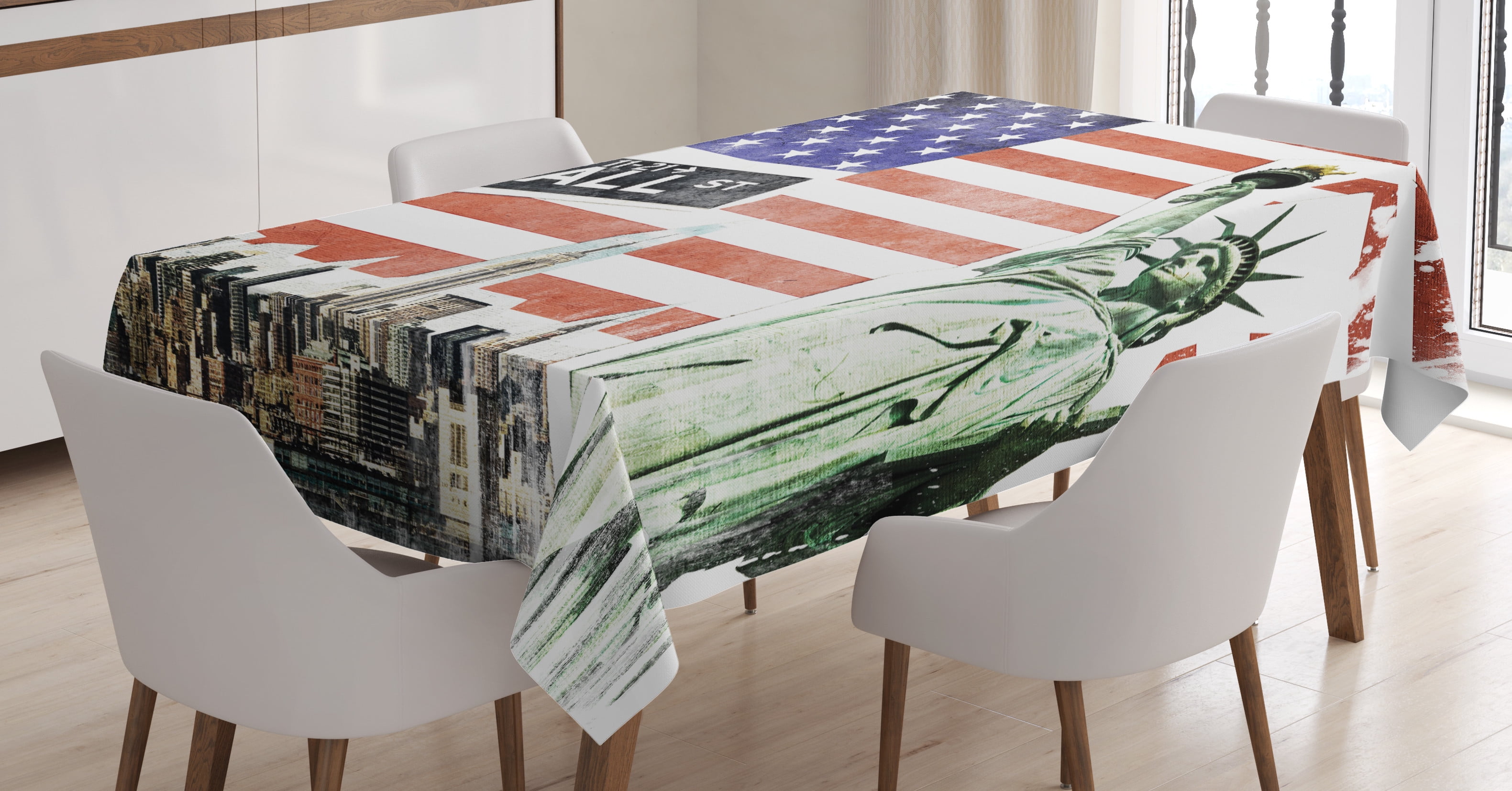 Ambesonne American Flag Tablecloth Rectangular Table Cover, New York ...