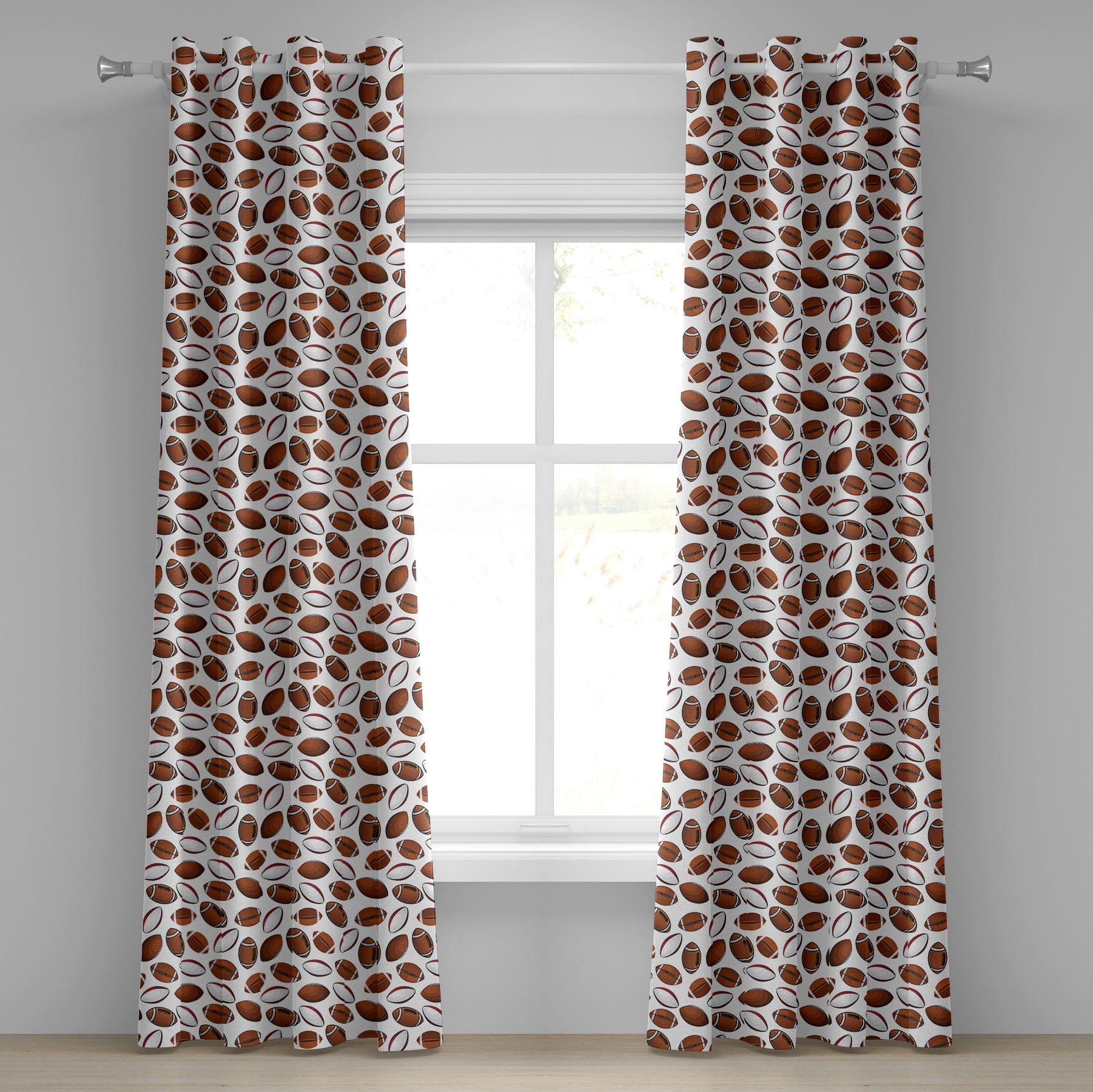 Ambesonne American Football Grommet Curtain, Rugby Balls, 50" x 120 ...