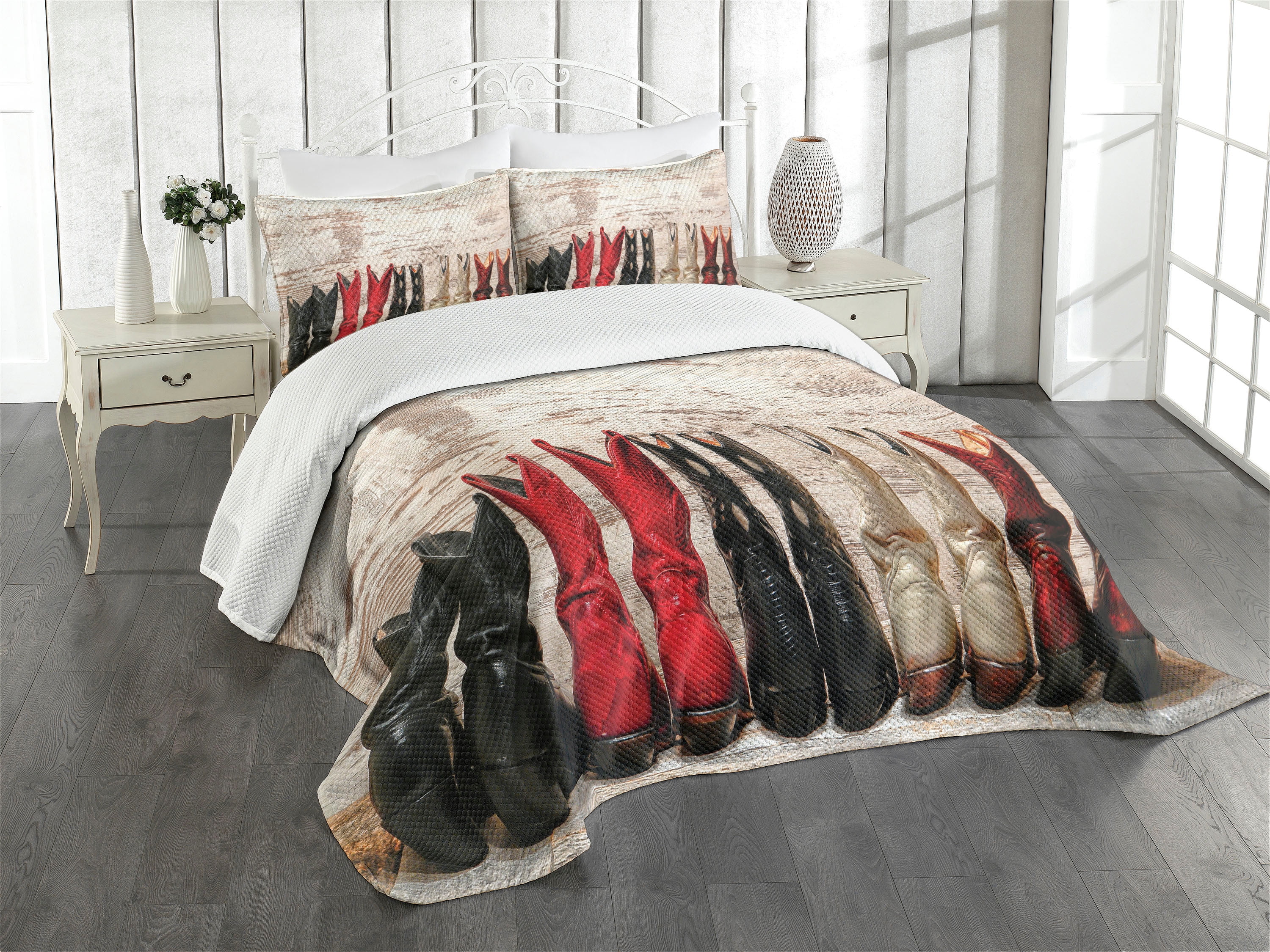 Ambesonne American Ranch Bedding, Quilted Bedspread Set 3 Pcs, Wild ...