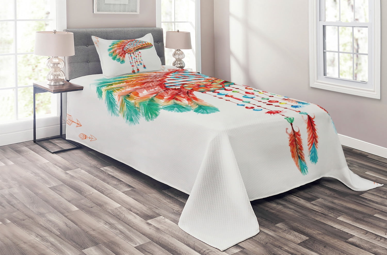 Ambesonne American Quilted Coverlet 2 Pcs, Tribe Chief Themed Design ...