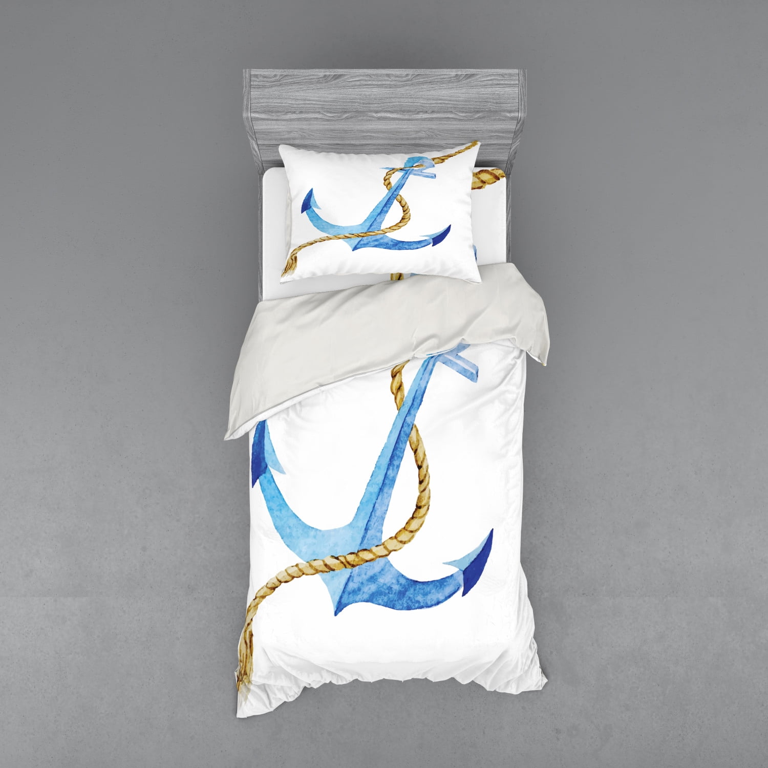 Ambesonne Anchor Bedding Set 3 Pcs, Watercolor Beach Things, Twin, Pale ...