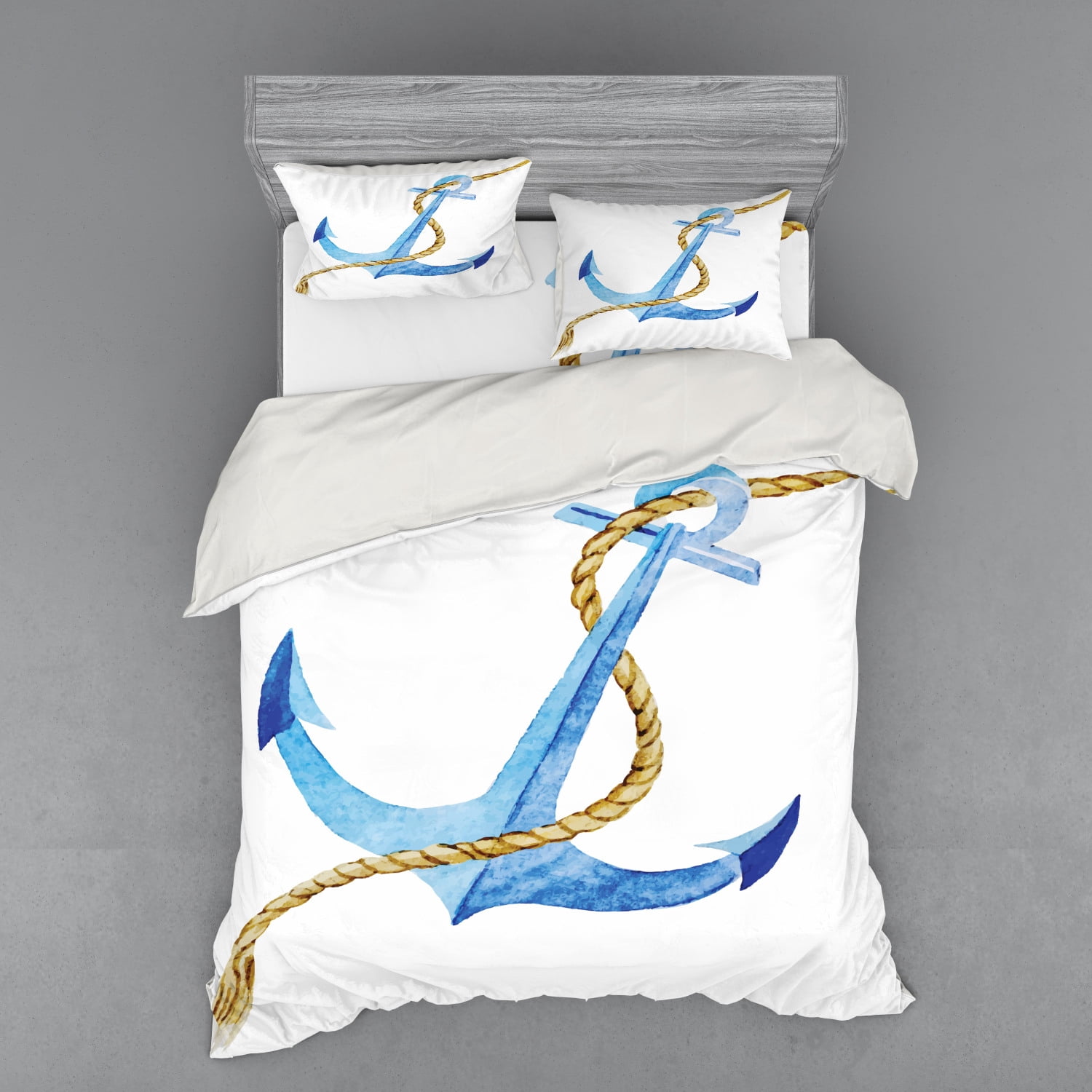 Ambesonne Anchor Bedding Set 4 Pcs, Watercolor Beach Things, Queen ...