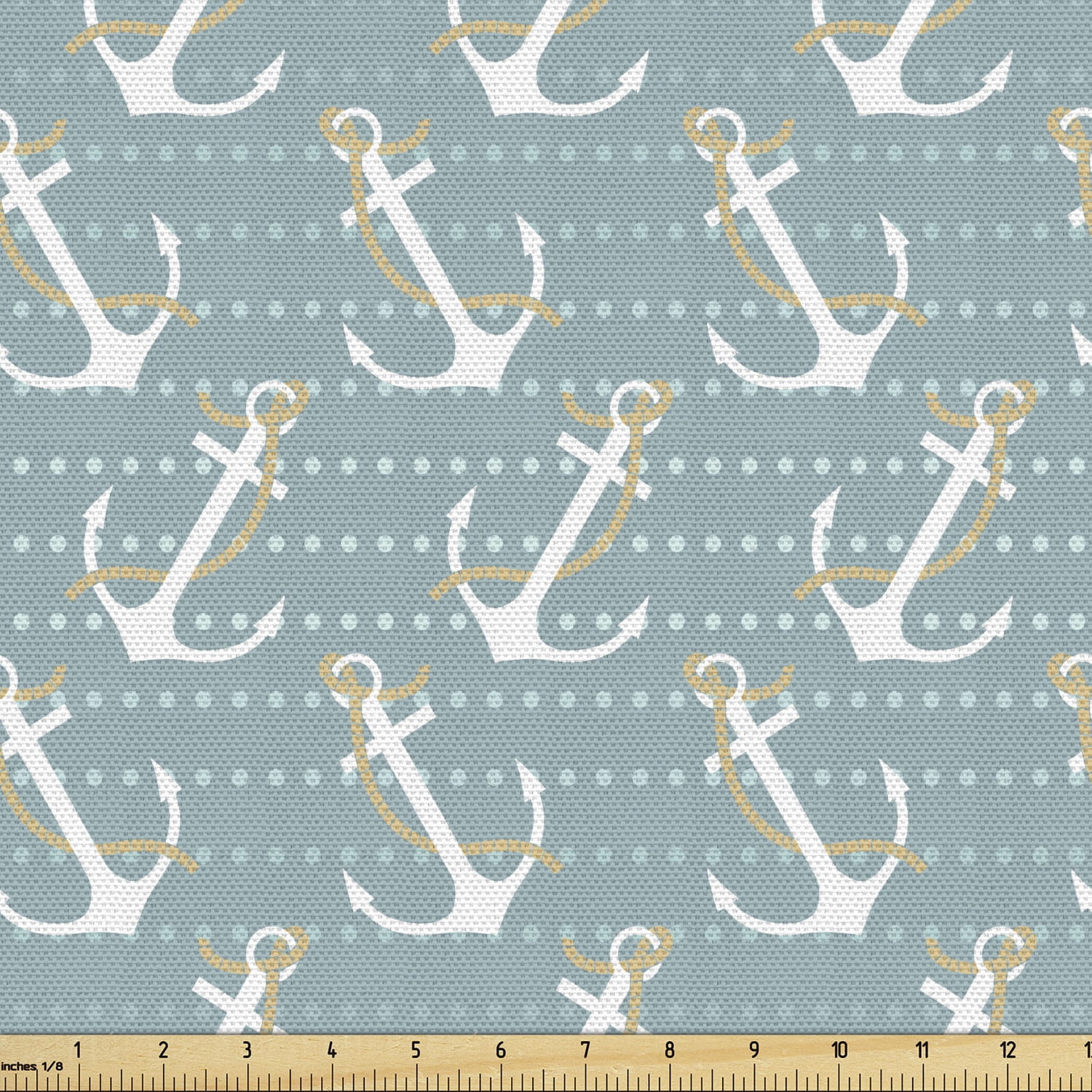 Ambesonne Anchor Fabric by the Yard Upholstery, Ship Equipment Motif on ...