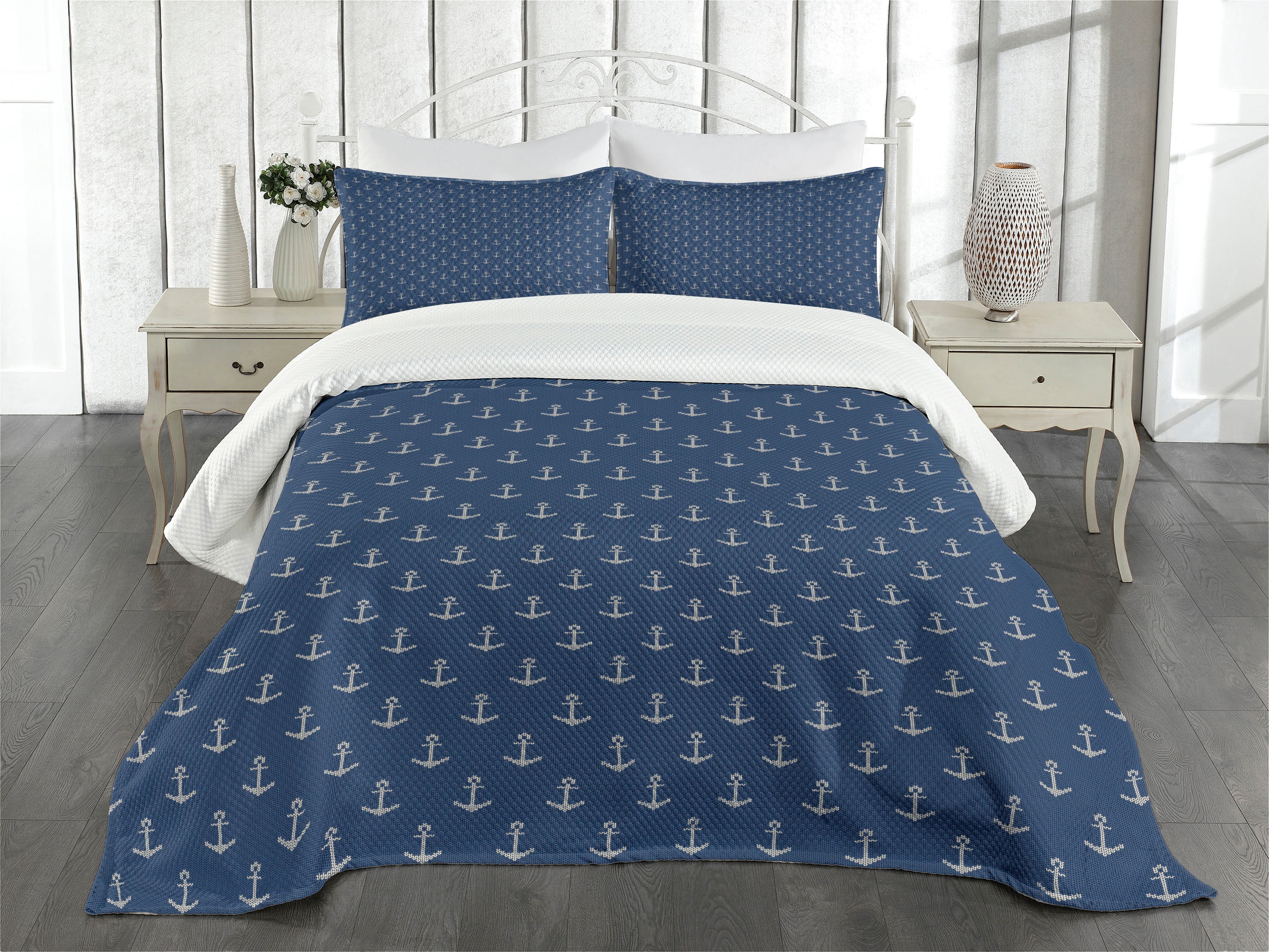 Ambesonne Anchor Quilted Bedspread Set 3 Pcs, Nordic Winter Hipster ...