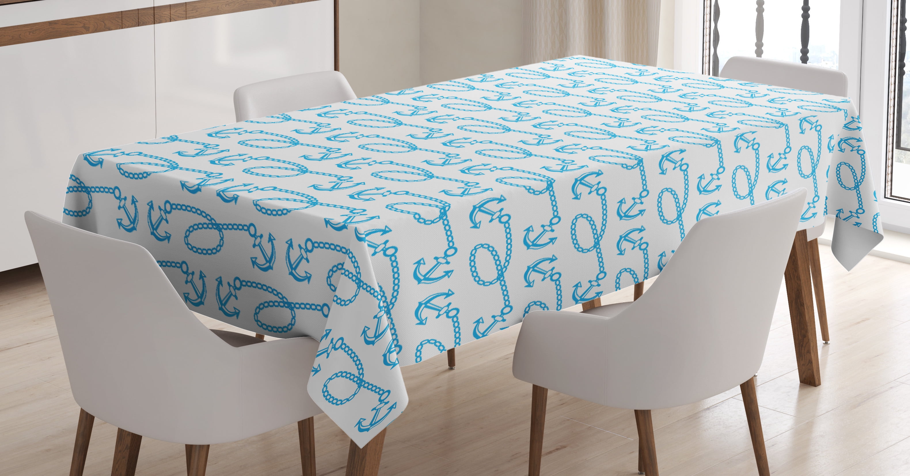 Ambesonne Anchor Tablecloth Rectangular Table Cover, Chains Sailing ...