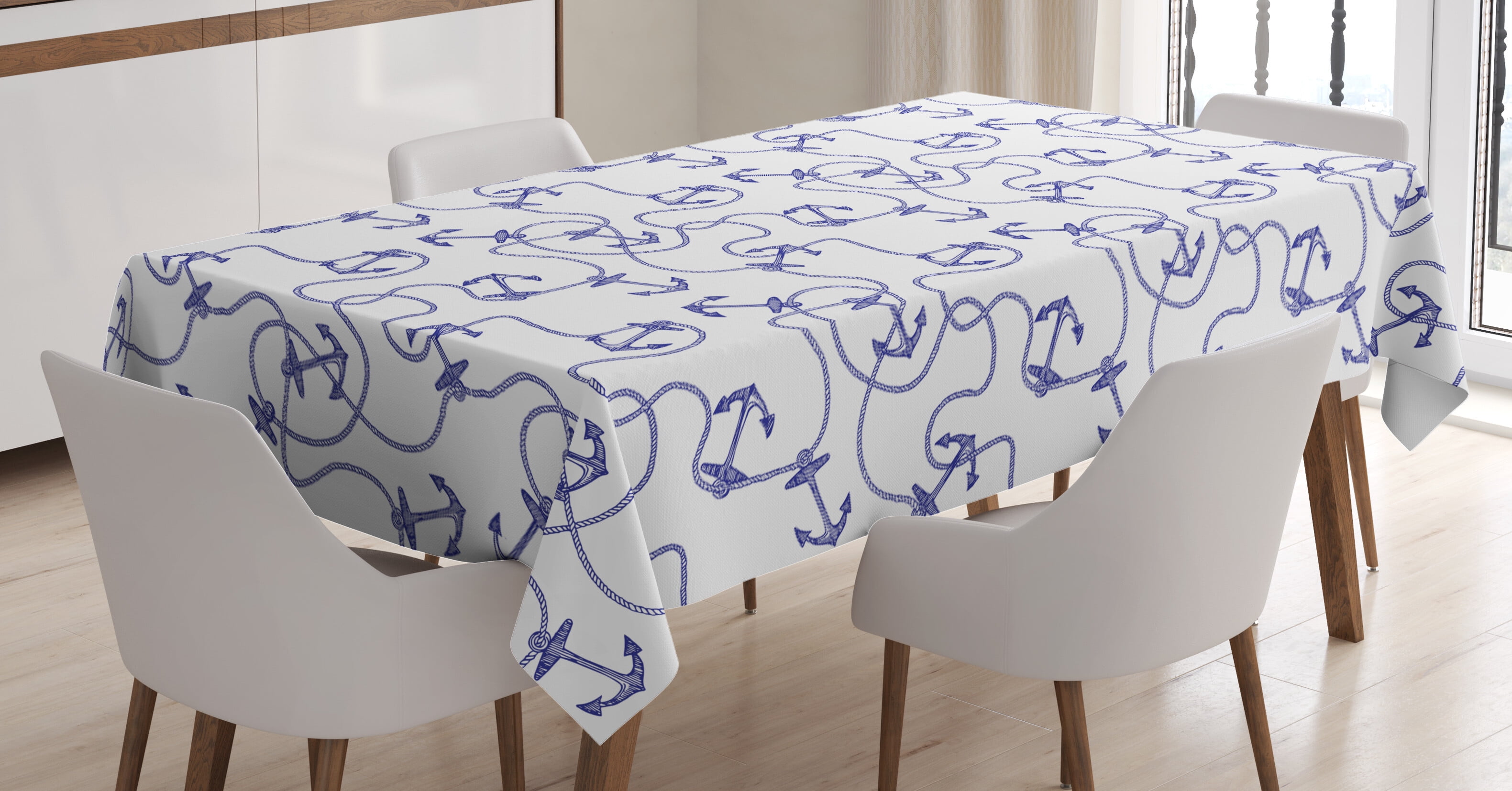 Ambesonne Anchor Tablecloth Rectangular Table Cover, Hand Drawn Anchors ...