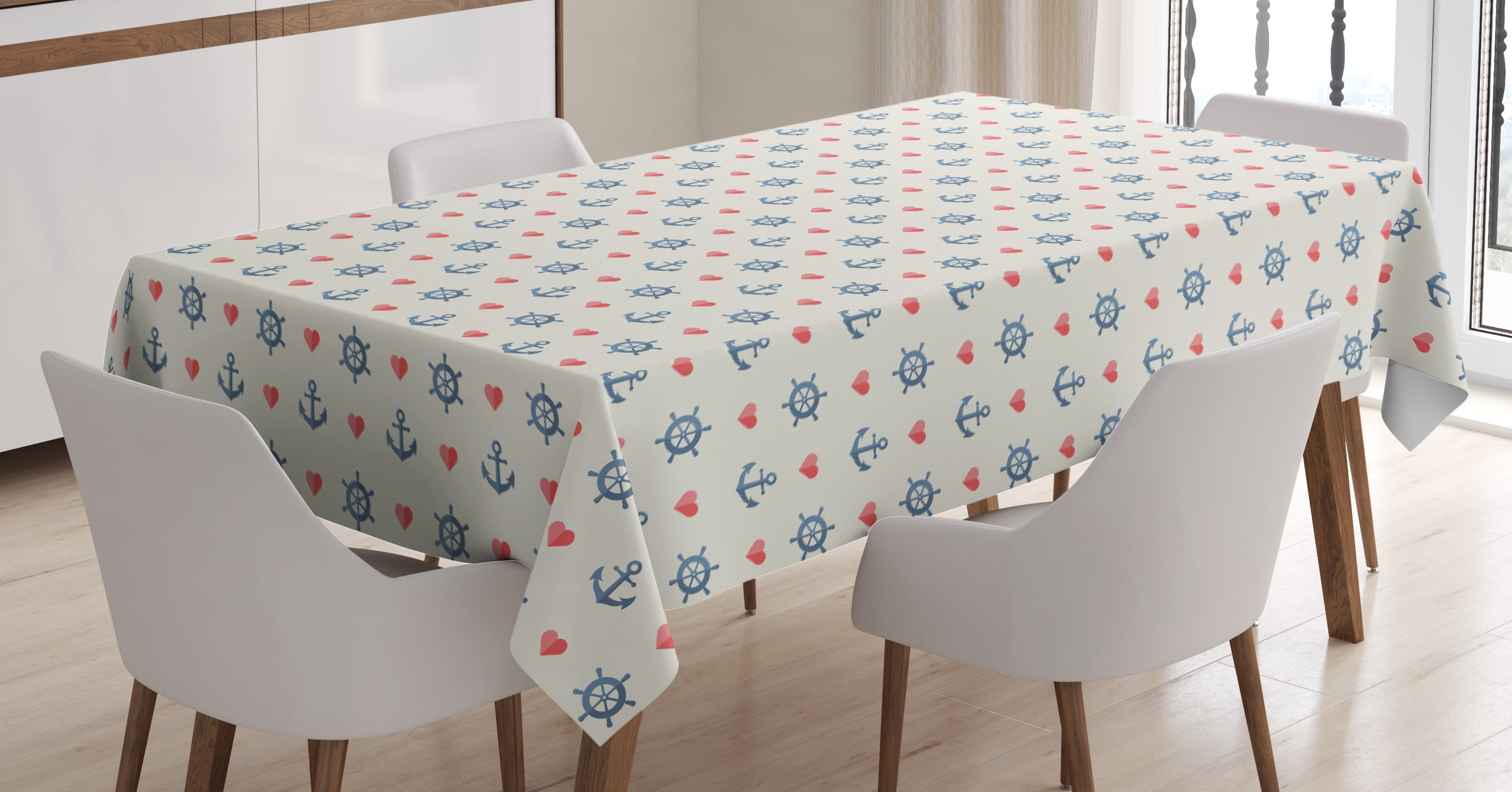 Ambesonne Anchor Tablecloth Rectangular Table Cover, Maritime Pattern ...