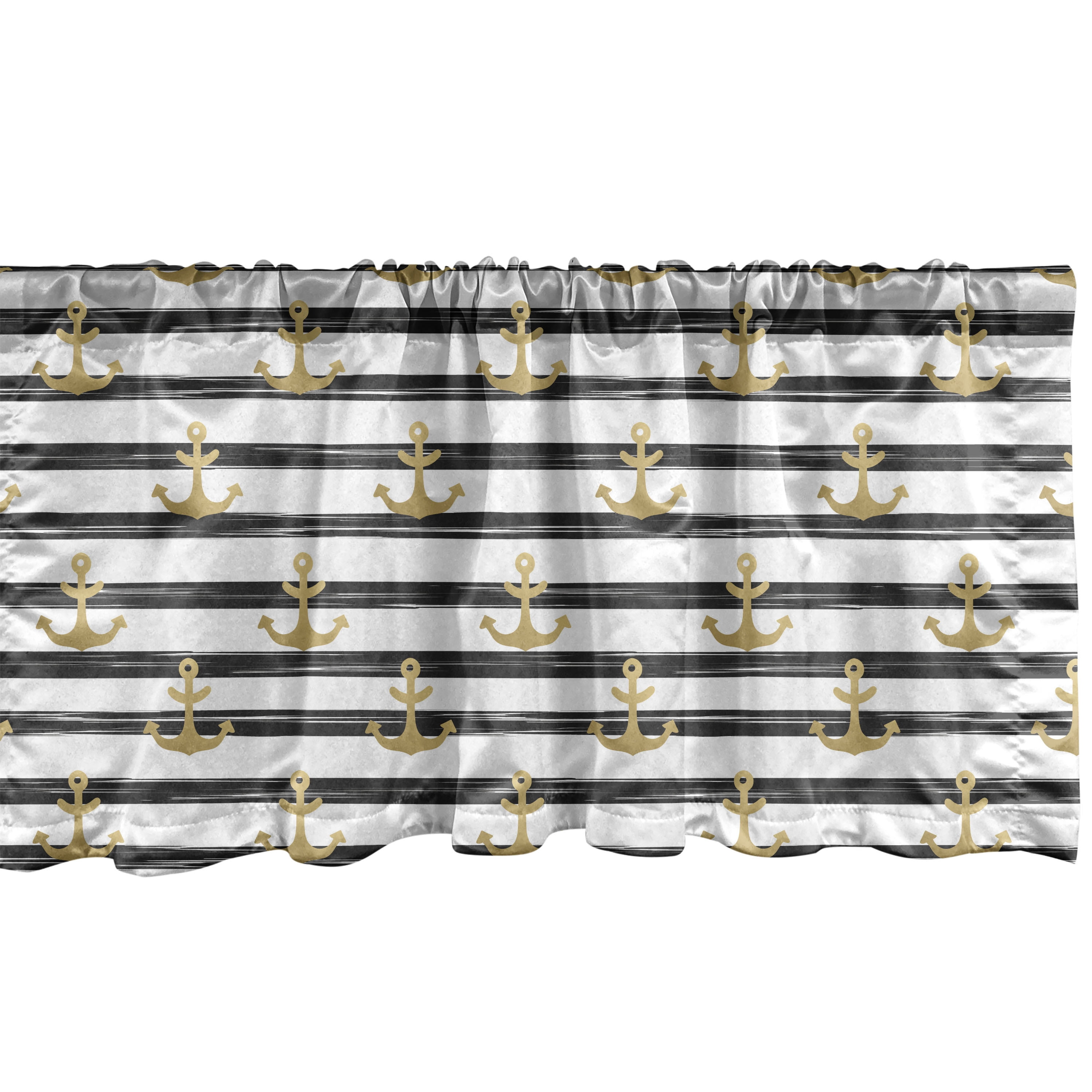 Ambesonne Anchor Window Valance, Black Stripes Cruise, 54" X 18", Sand ...