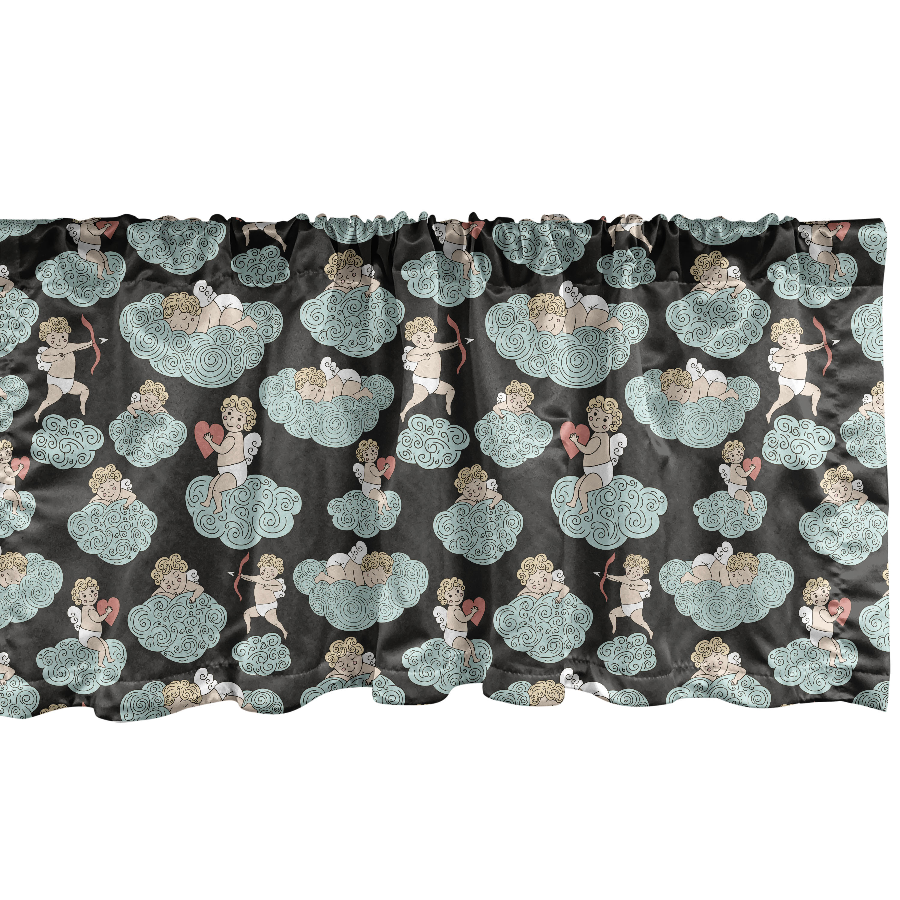 Ambesonne Angel Wings Window Valance, Angel with Bow Heart and Arrow ...