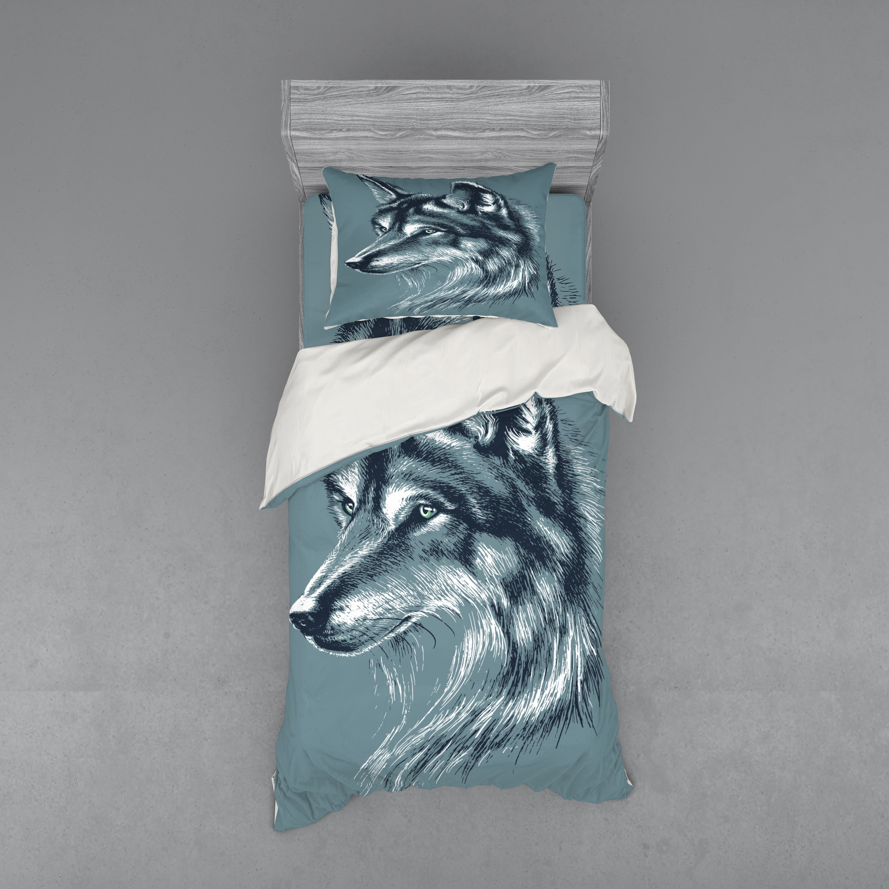 Ambesonne Animal Bedding Set 3 Pcs, Wild Exotic Wolf Image, Twin XL ...