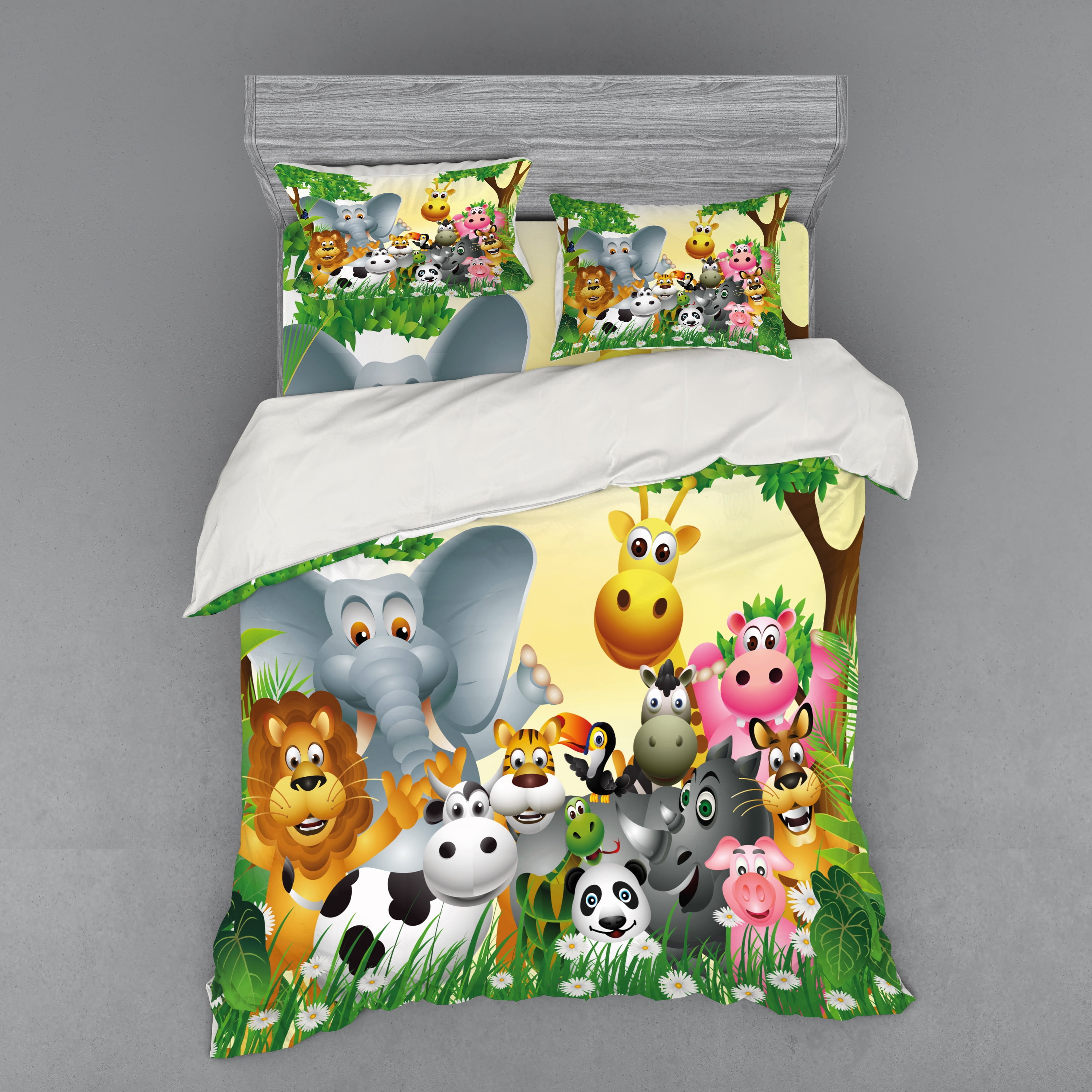 Ambesonne Animal Bedding Set 4 Pcs, Animals Jungle, Queen, Multicolor ...