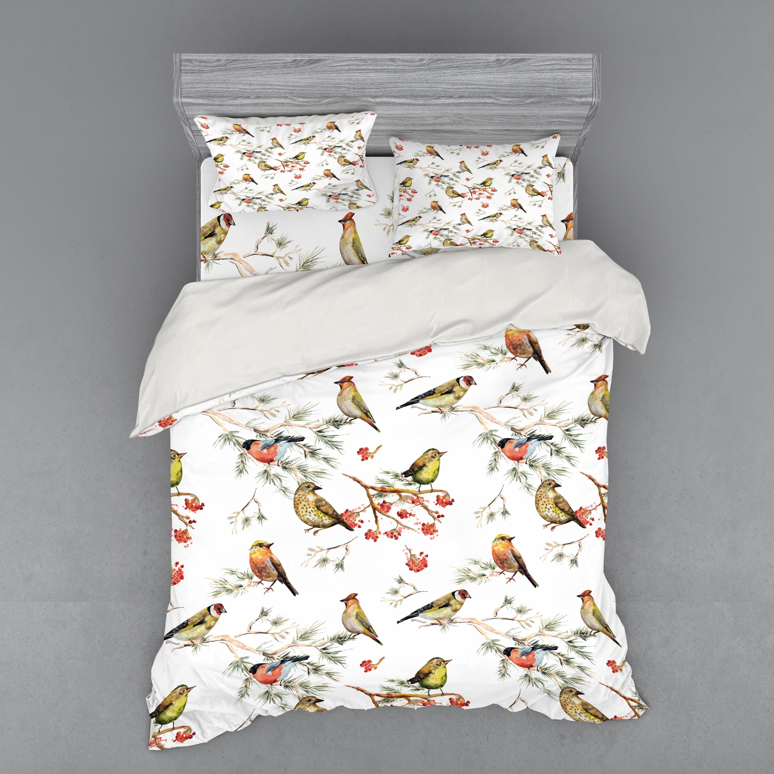Ambesonne Animal Bedding Set 4 Pcs, Colorful Forest Birds, Queen ...